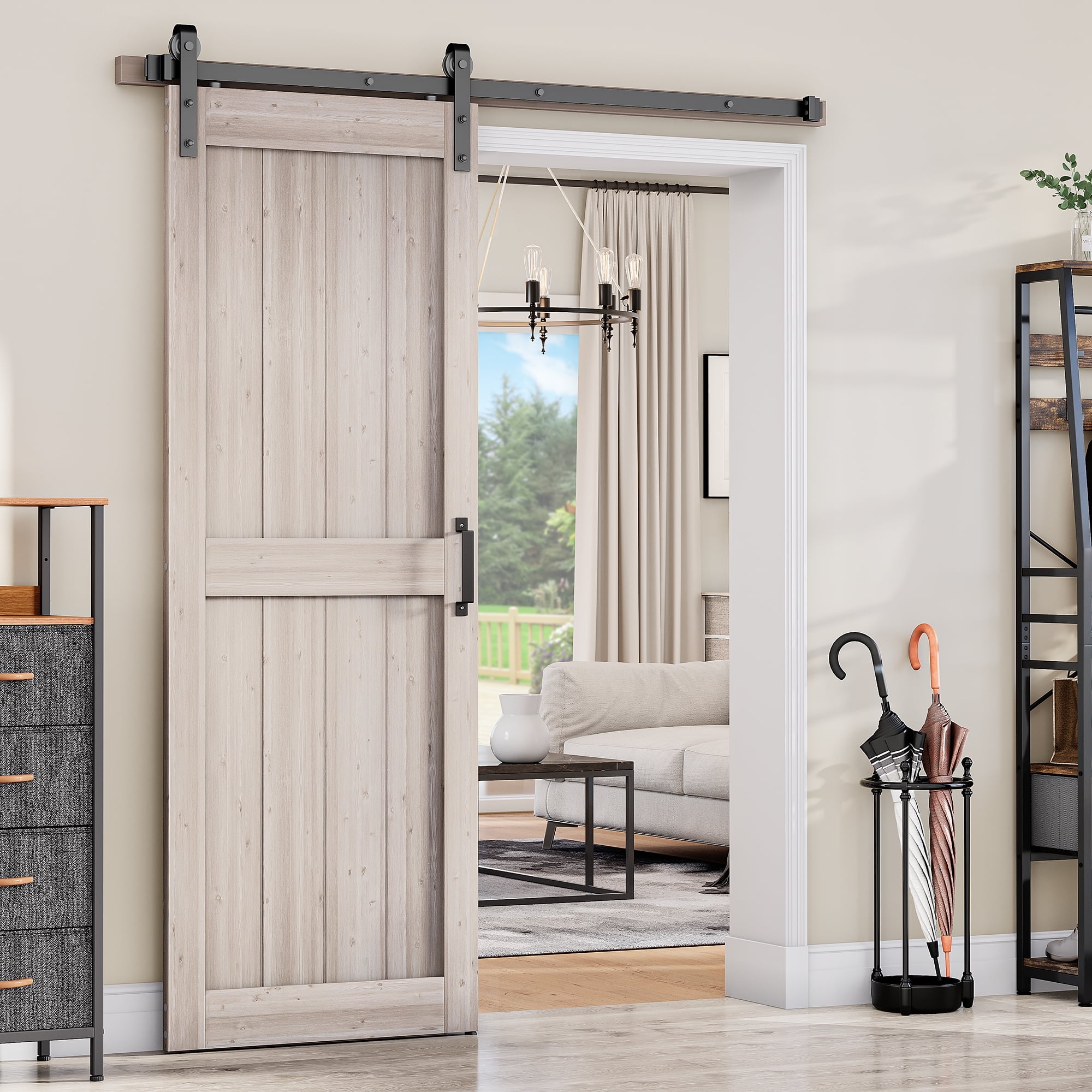 Dextrus 30" x 84" Composite Plate Barn Door, Sliding Barn Door with All ...