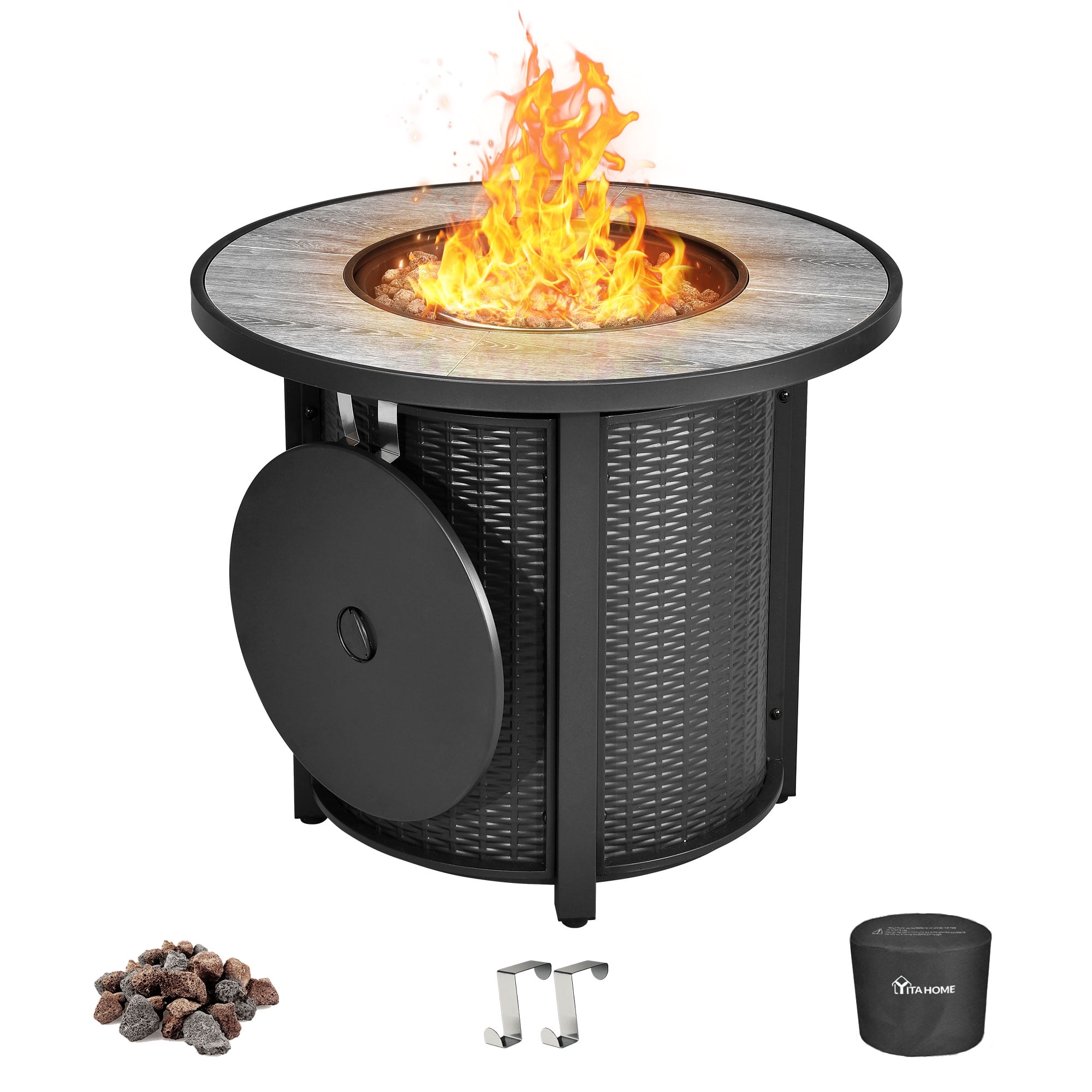 Dextrus 30in Outdoor Fire Pit Table, 50,000 BTU Propane Gas with ...
