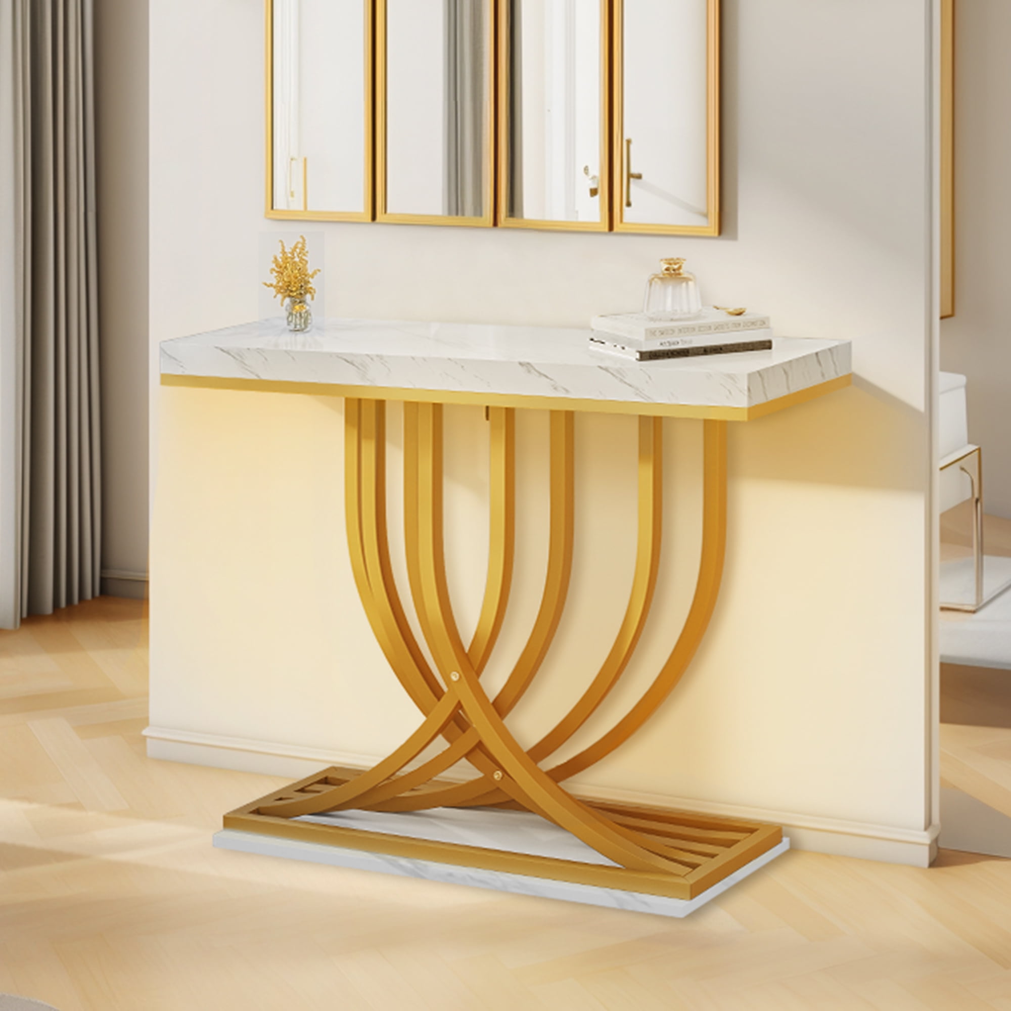 Dextrus 31.5" Narrow Console Table with LED Light, Side End Table with ...