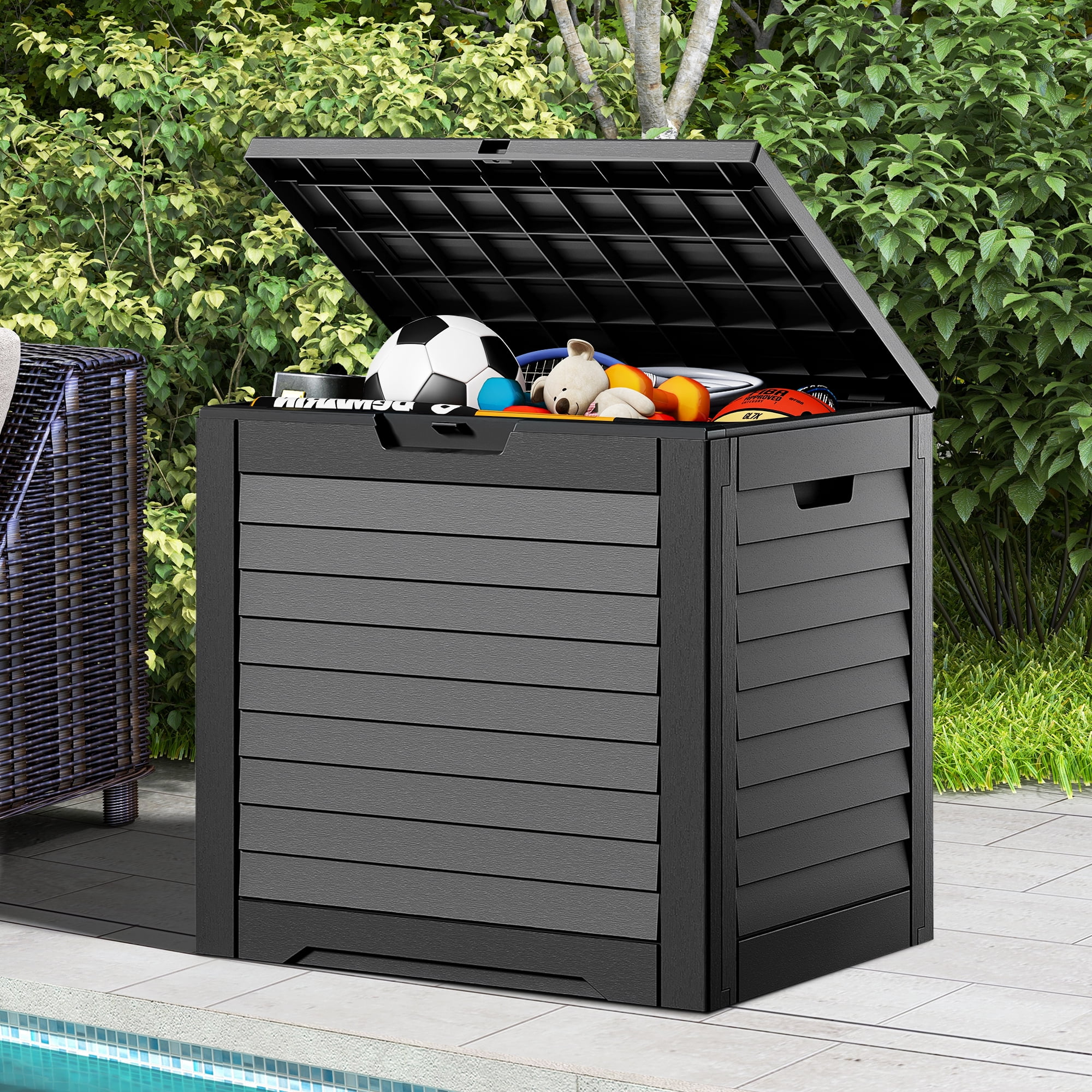 Dextrus 31 Gallon Outdoor Storage Box, Waterproof Resin Deck Box with ...