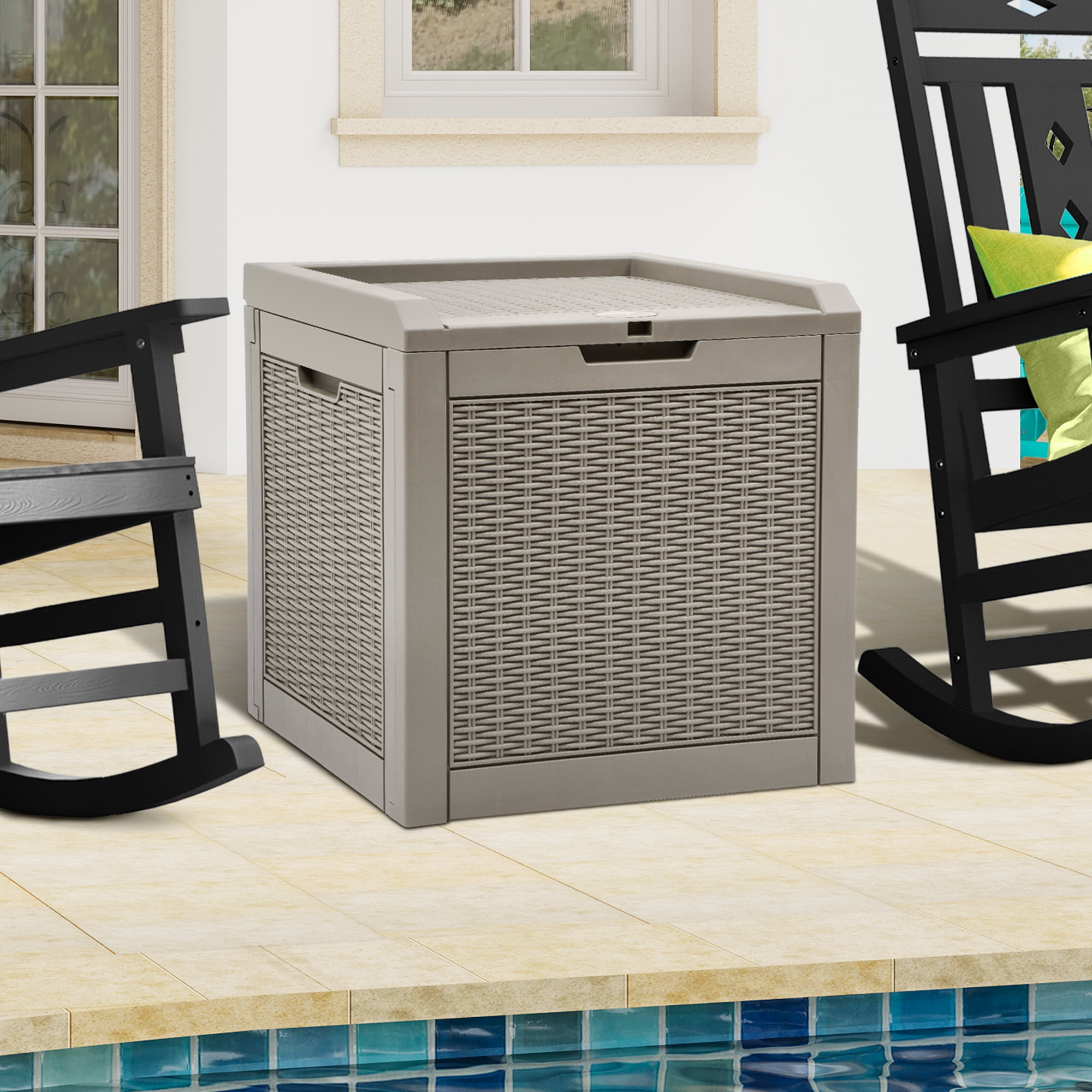 Dextrus 32 Gallon Large Plastic Outside Storage Bin, Waterproof Deck ...