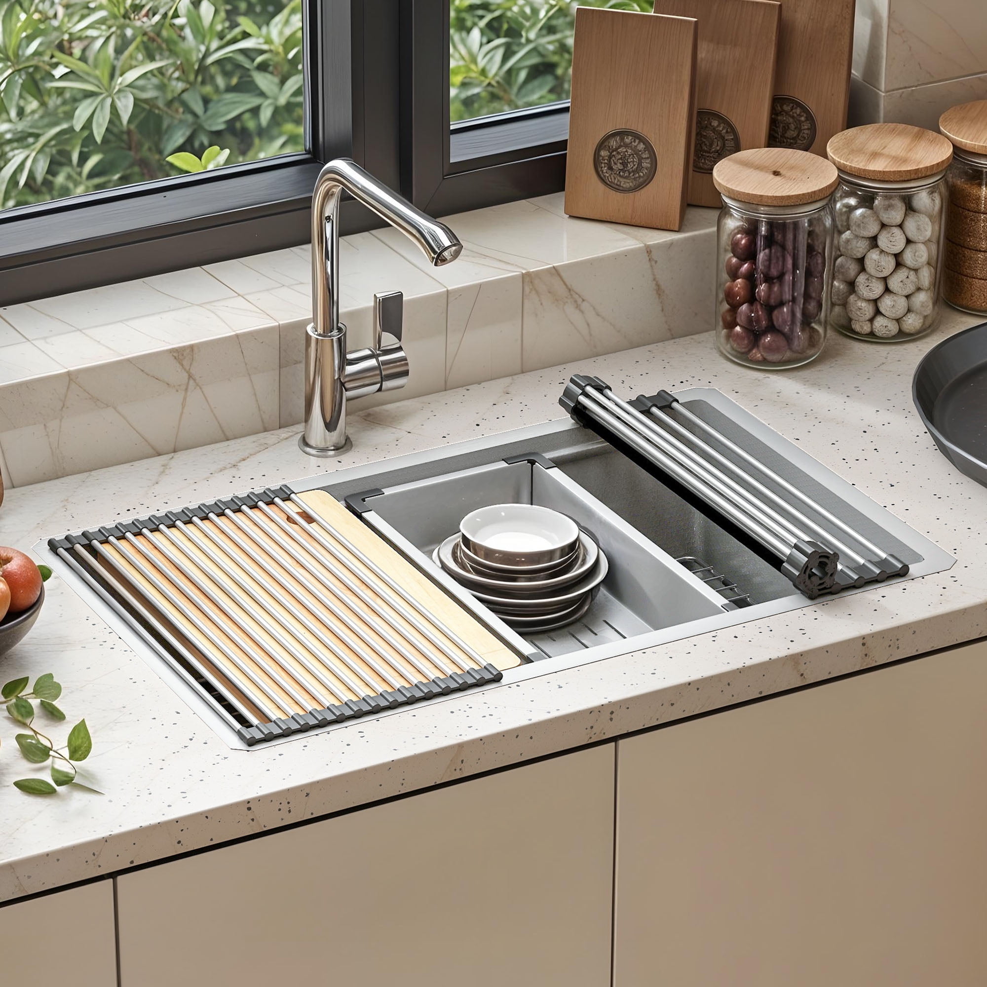 Dextrus 32" Undermount Kitchen Sink Workstation, 304 Stainless Steel ...