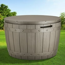 Zimtown 36gal Outdoor Garden Plastic Storage Deck Box Round Thickened ...