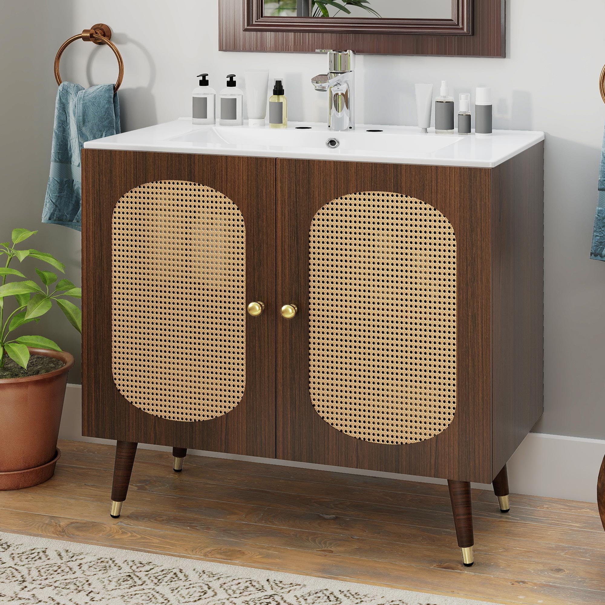 Dextrus 36" Bathroom Vanity with Sink, Freestanding Wooden Cabinet ...