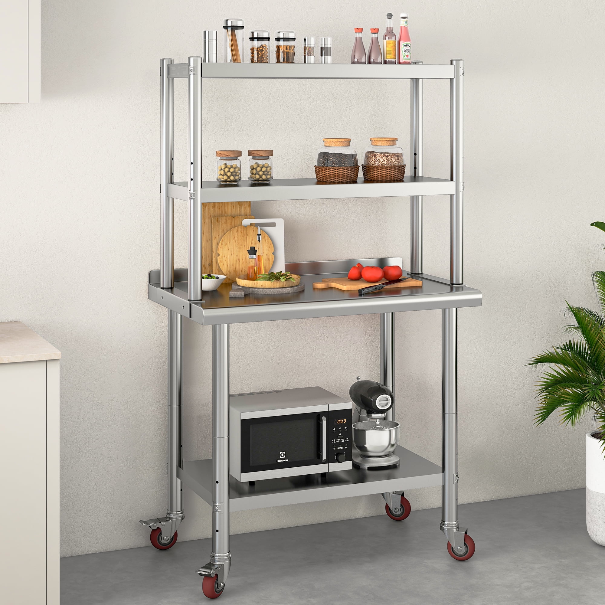 Dextrus 36'' x 12'' 2-Tier Adjustable Stainless Steel Overshelf with ...