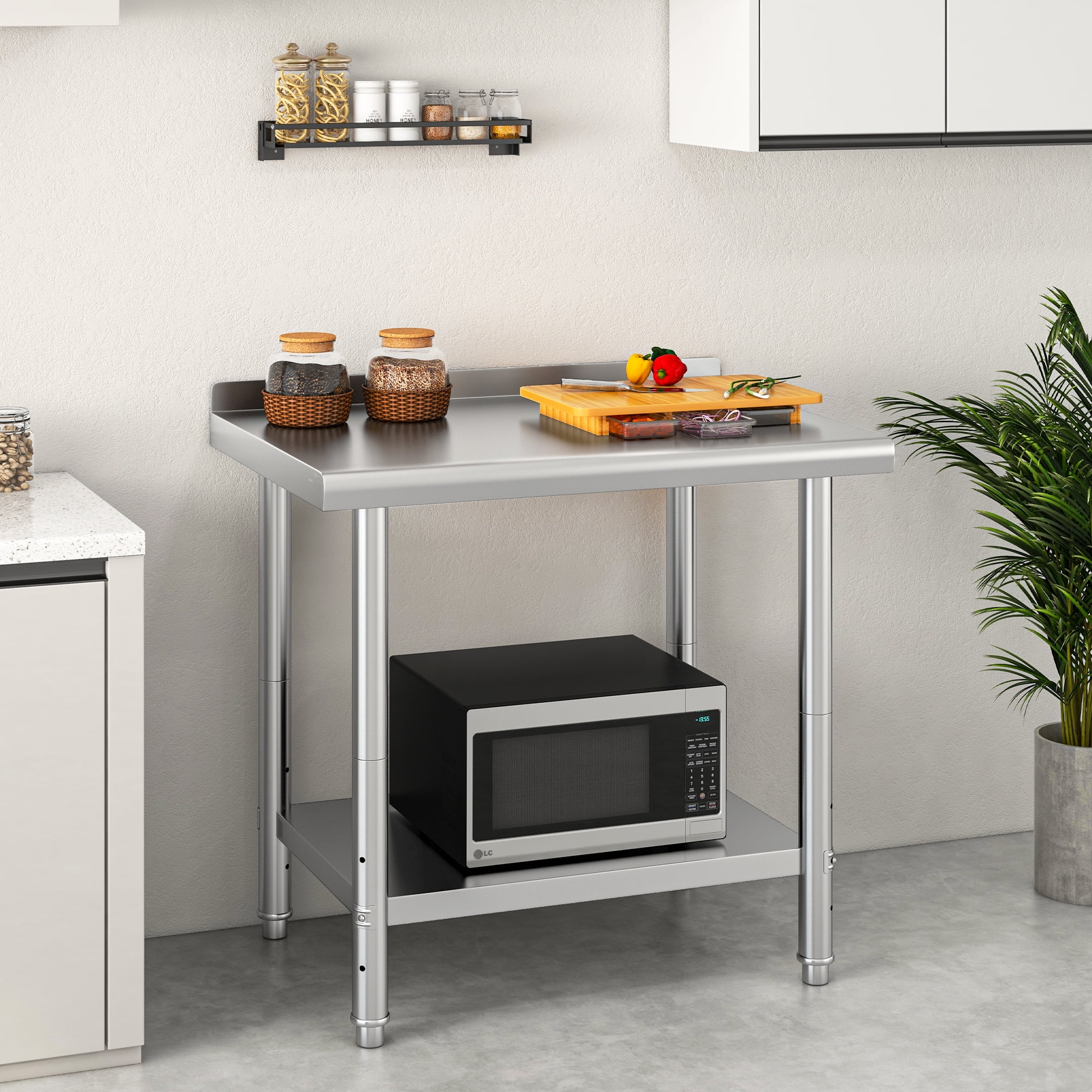 Dextrus 36" x 24" Stainless Steel Work Table with Backsplash and ...
