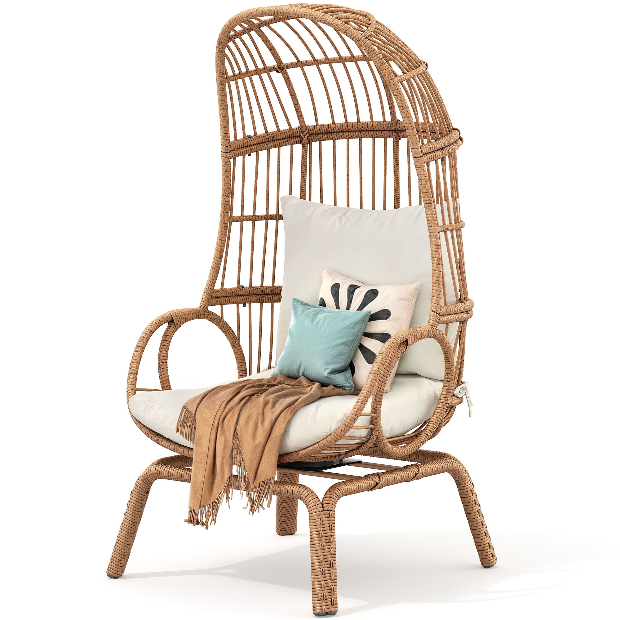 Dextrus 360° Swivel Egg Chair, Wicker Outdoor Patio Lounge Chair, 440lb ...