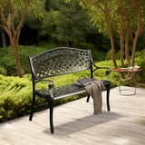 Dextrus 39.4" Patio Garden Bench, Anti- Rust Cast Iron Cast Aluminum ...