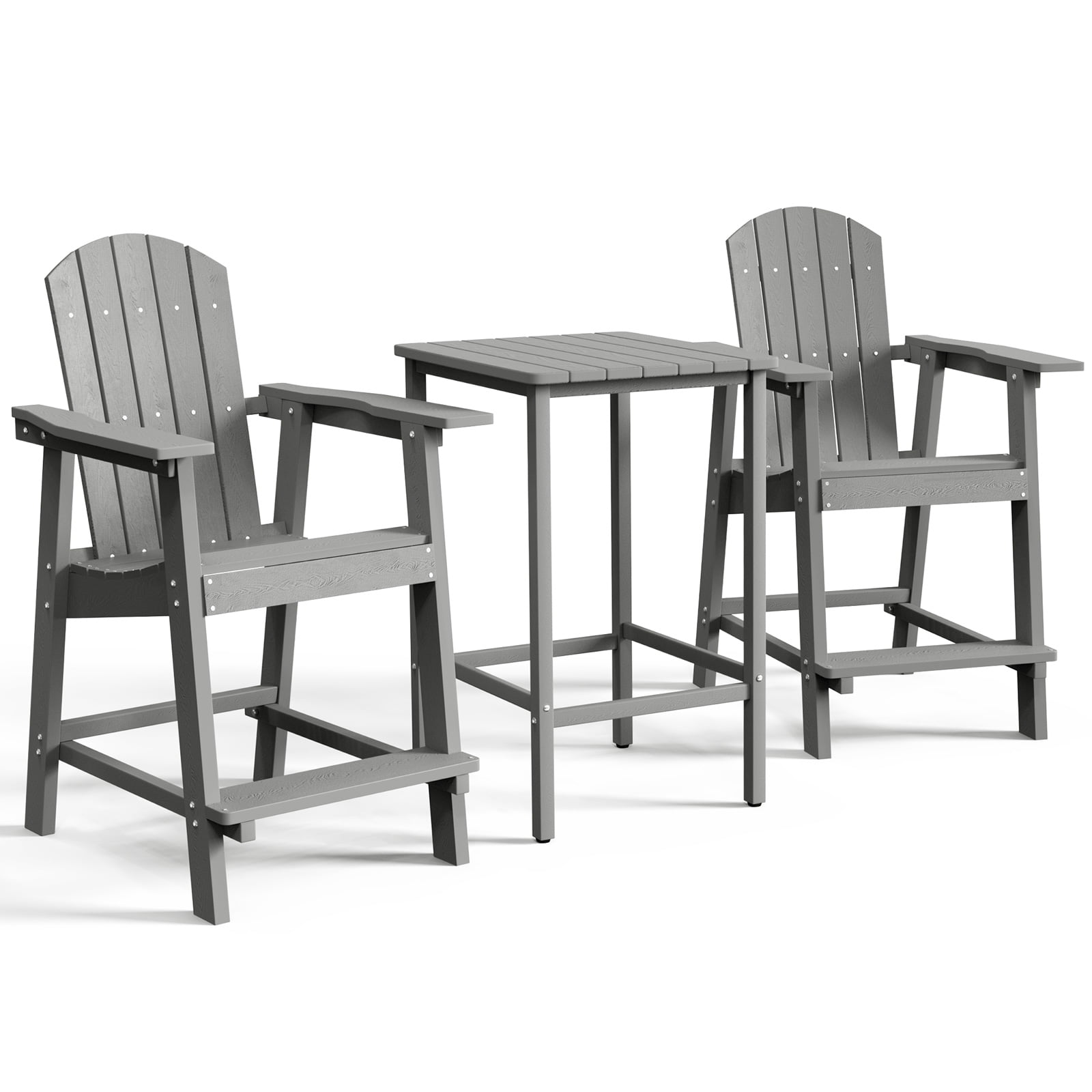 Dextrus 3Pcs Outdoor Patio Wooden Adirondack Chair Table Set Folding ...