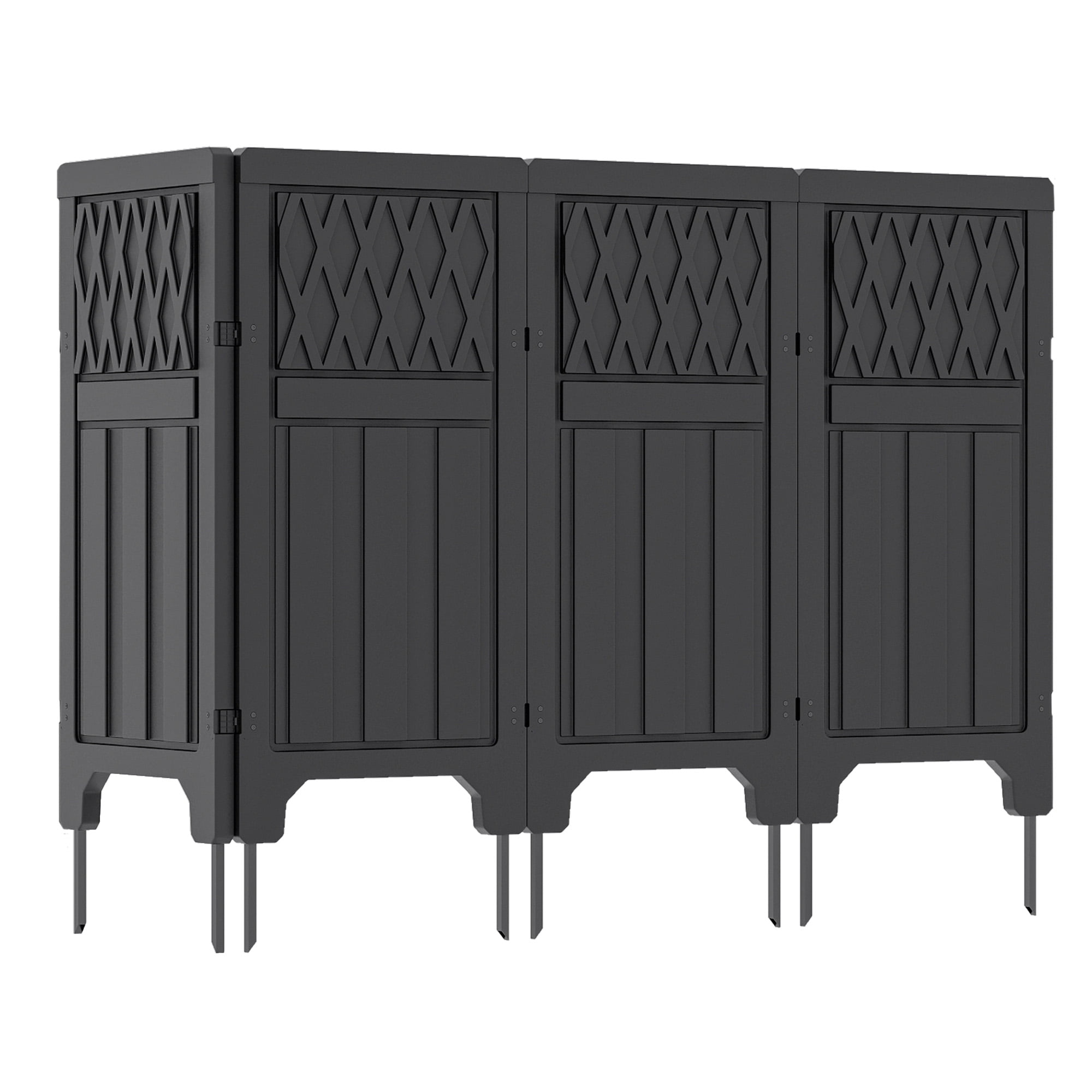 Dextrus 4-Panel Privacy Screen, 44"H x 18"W, Outdoor Trash & Pool ...