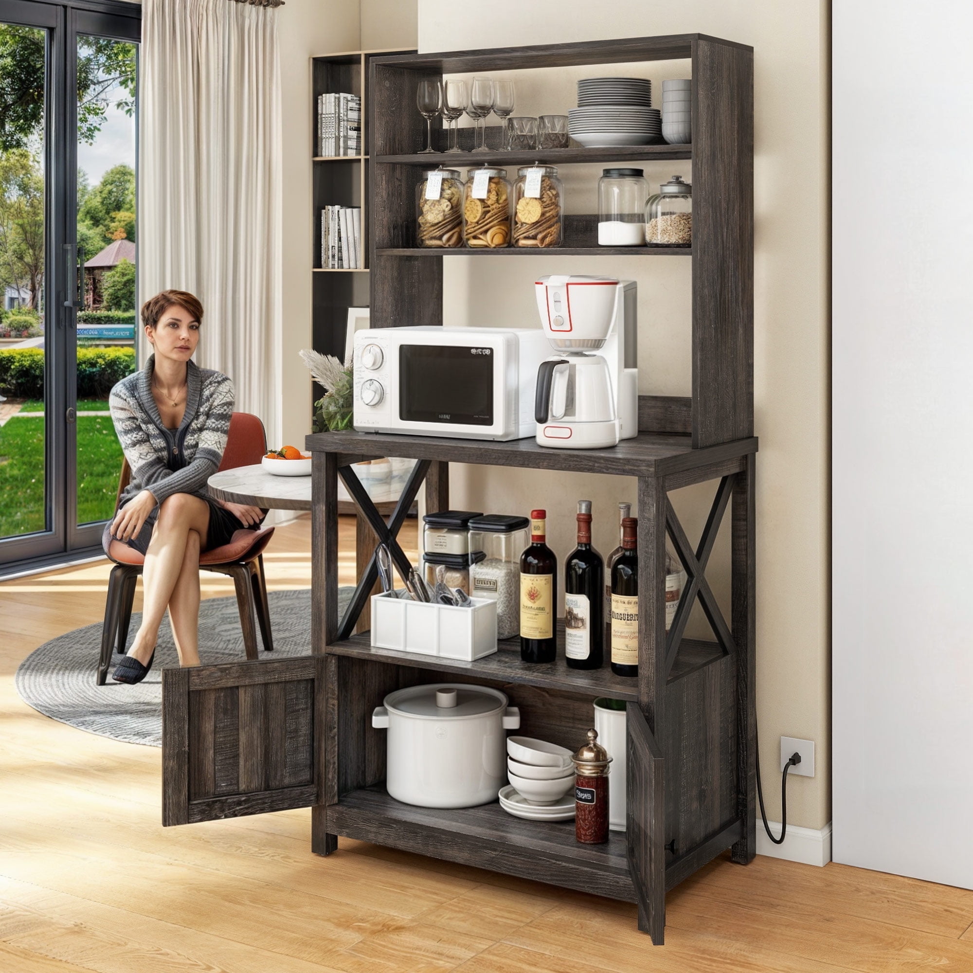 Dextrus 4-Tier Baker's Rack with Power Outlets and USB Ports, 63 ...