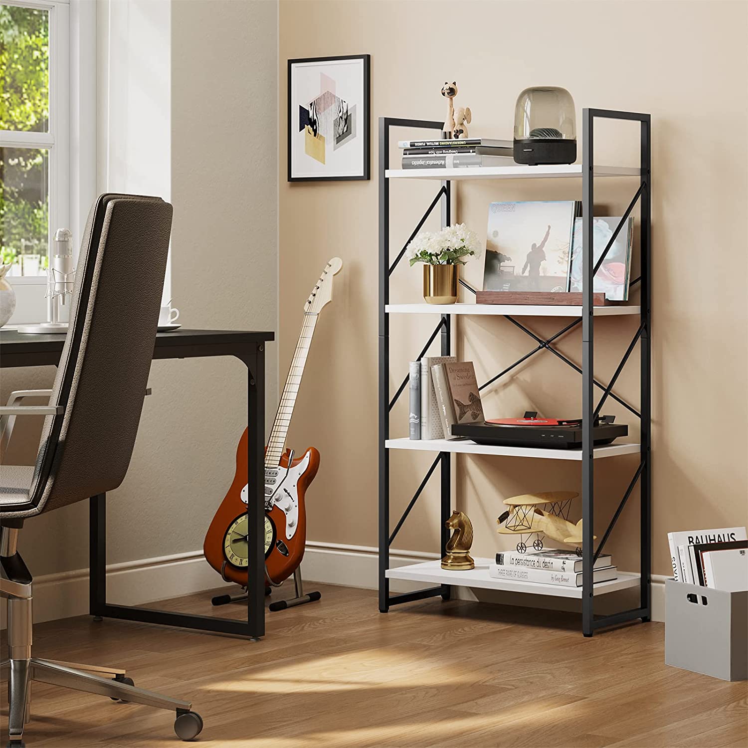 Dextrus 4-Tier Ladder Bookcase Storage Shelves Organizer, Free Standing ...