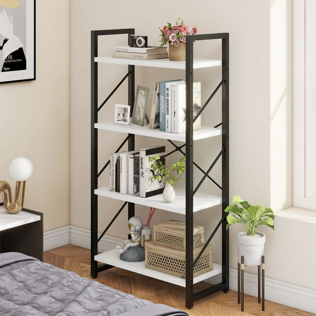 Dextrus 4-Tier Ladder Bookcase, Free Standing Storage Organizer ...