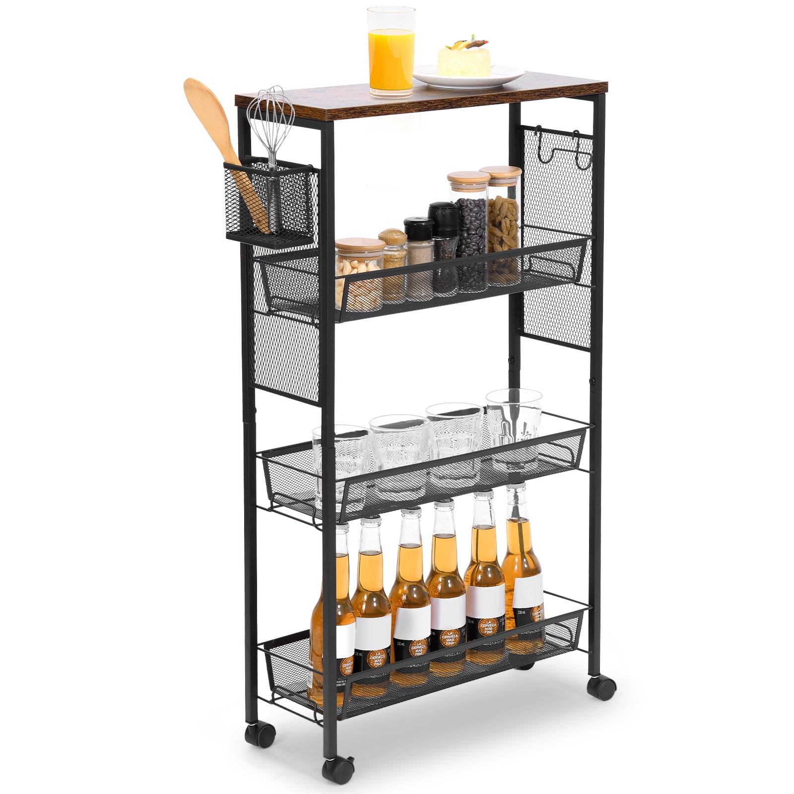 Dextrus 4-Tier Slim Rolling Cart on Wheels, 34" Height Slim Storage ...