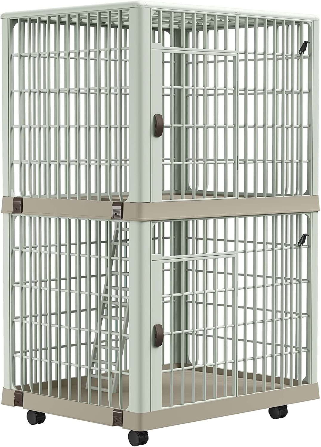 Dextrus 41" 2-Tier Cat Cage with Multiple Doors, Locks and Bottom ...