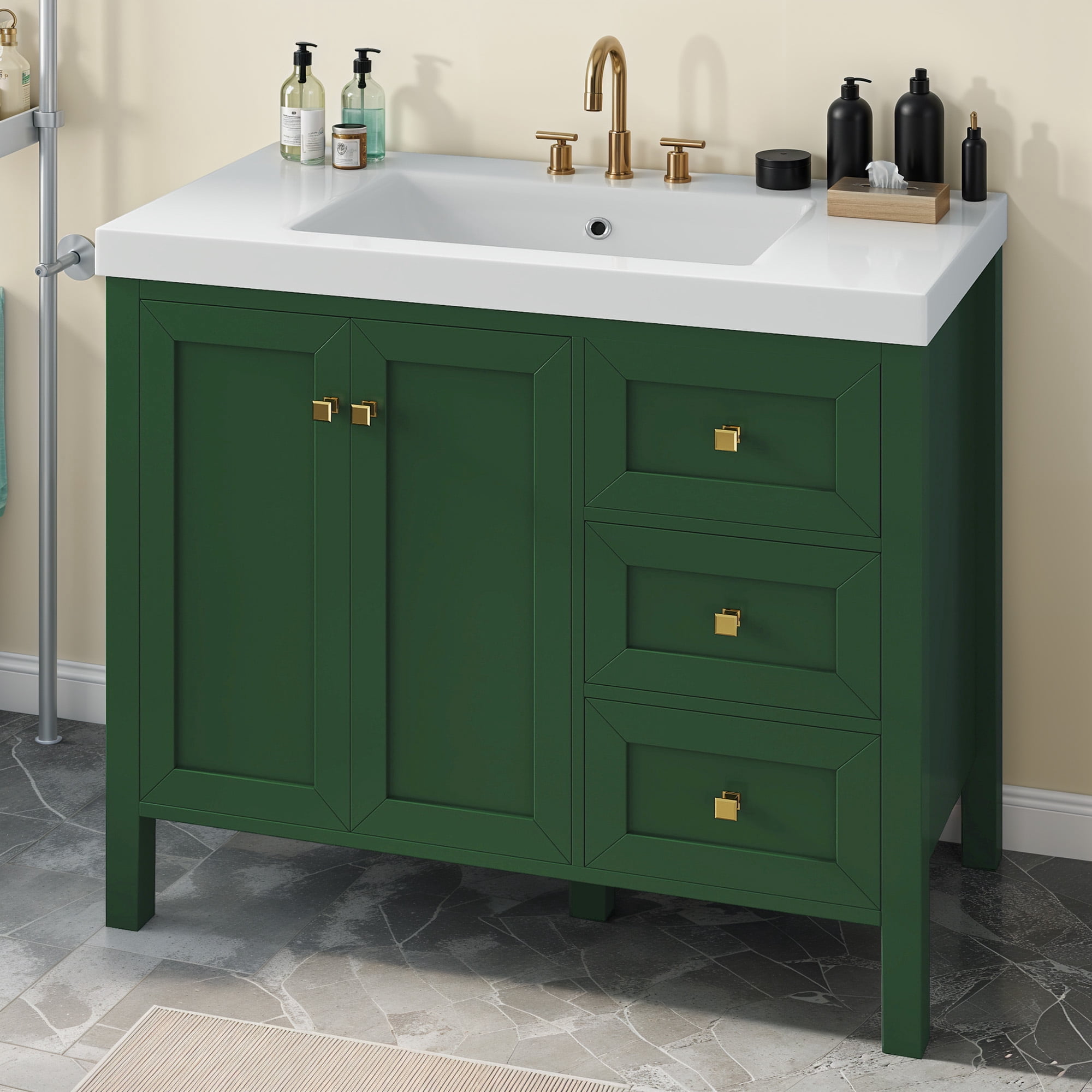 Dextrus 42'' Modern Bathroom Vanity with Resin Basin, Freestanding ...