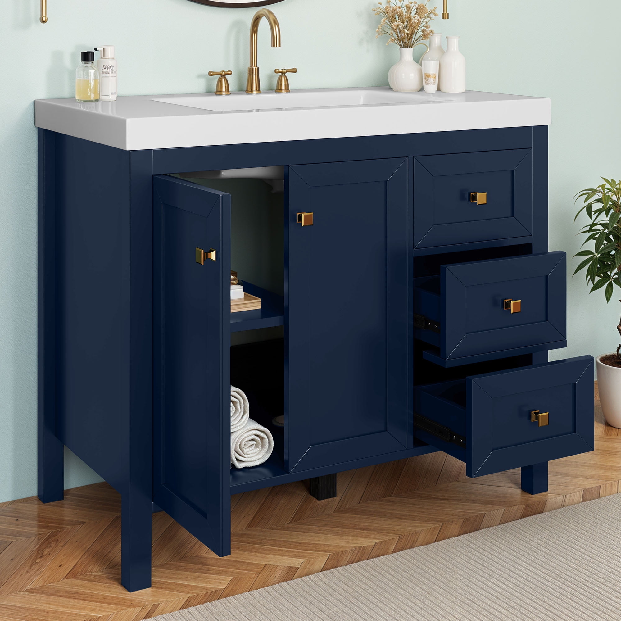 Dextrus 42'' Modern Bathroom Vanity with Sink Combo, Freestanding ...