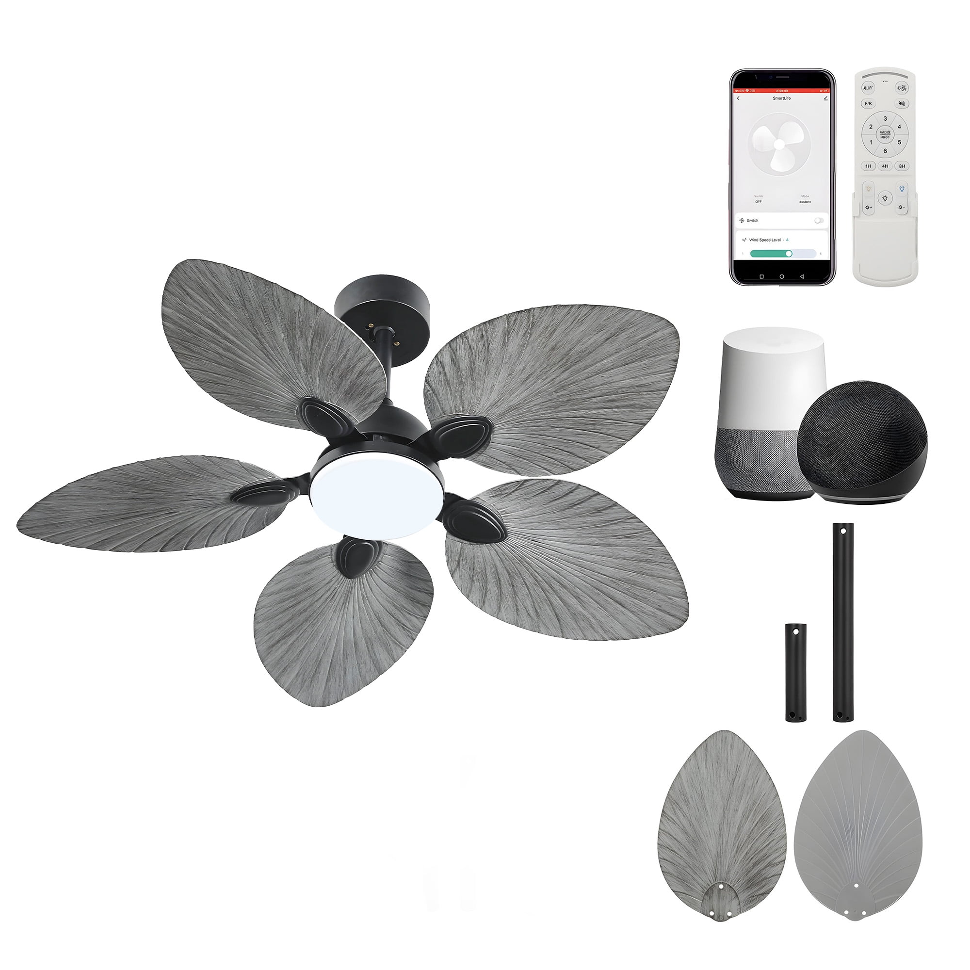 Dextrus 42 inch Tropical Ceiling Fans with LED Light and Remote, Fan ...