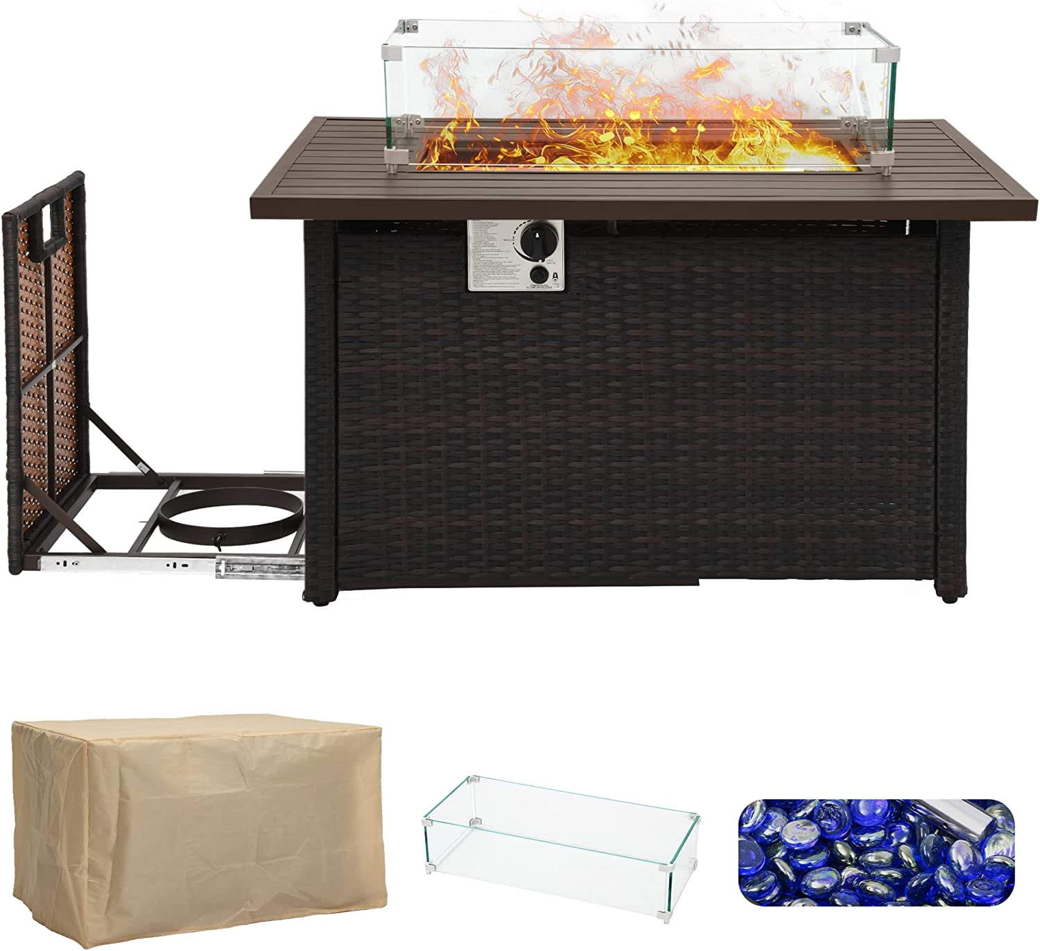 Dextrus 42in 50,000 BTU Outdoor Propane Gas Fire Pit Table, CSA ...