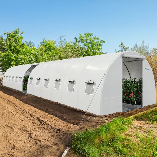Dextrus Greenhouse 44x10x7ft, Heavy Duty, 24 Windows, 4 Doors, Upgraded ...