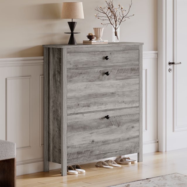 Dextrus 47.6" Shoe Storage Cabinet with 2 Flip Drawers, Hidden Shoe ...