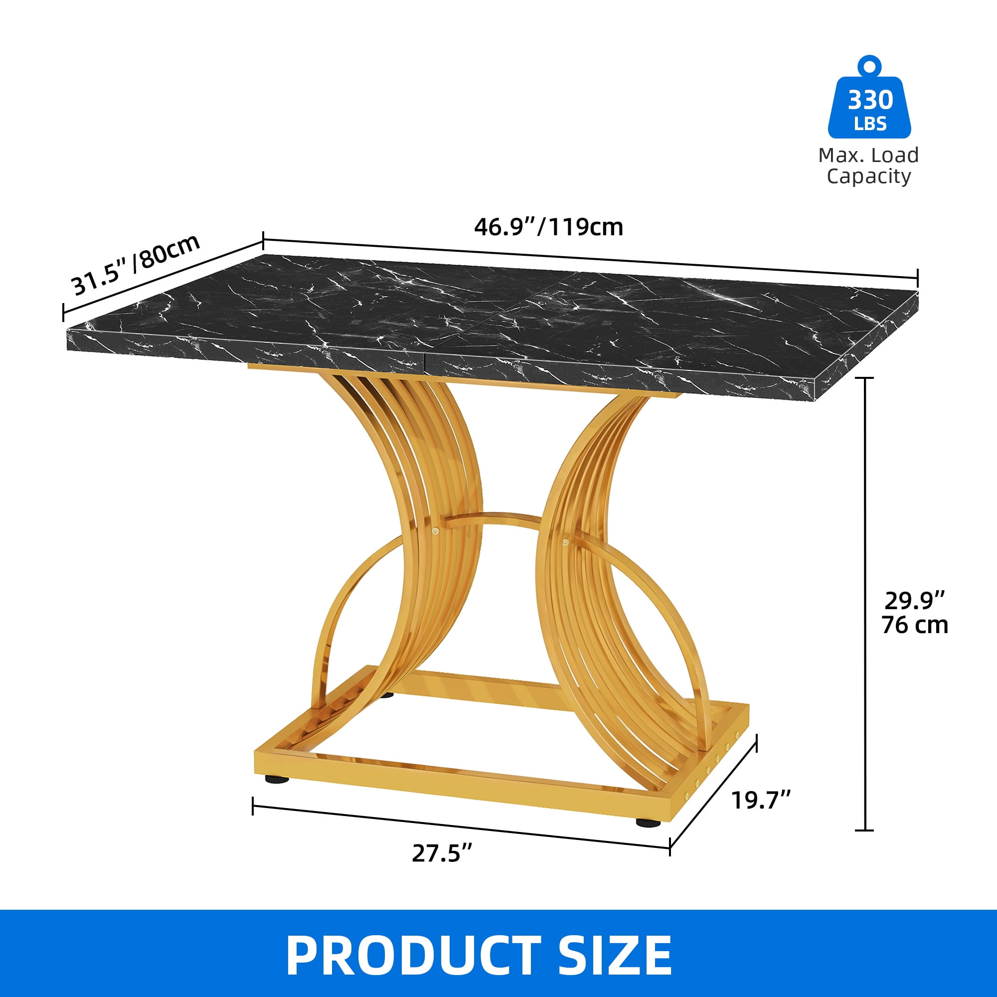 Dextrus 47" Dining Table for 4 People, Modren Kitchen Table with Metal ...