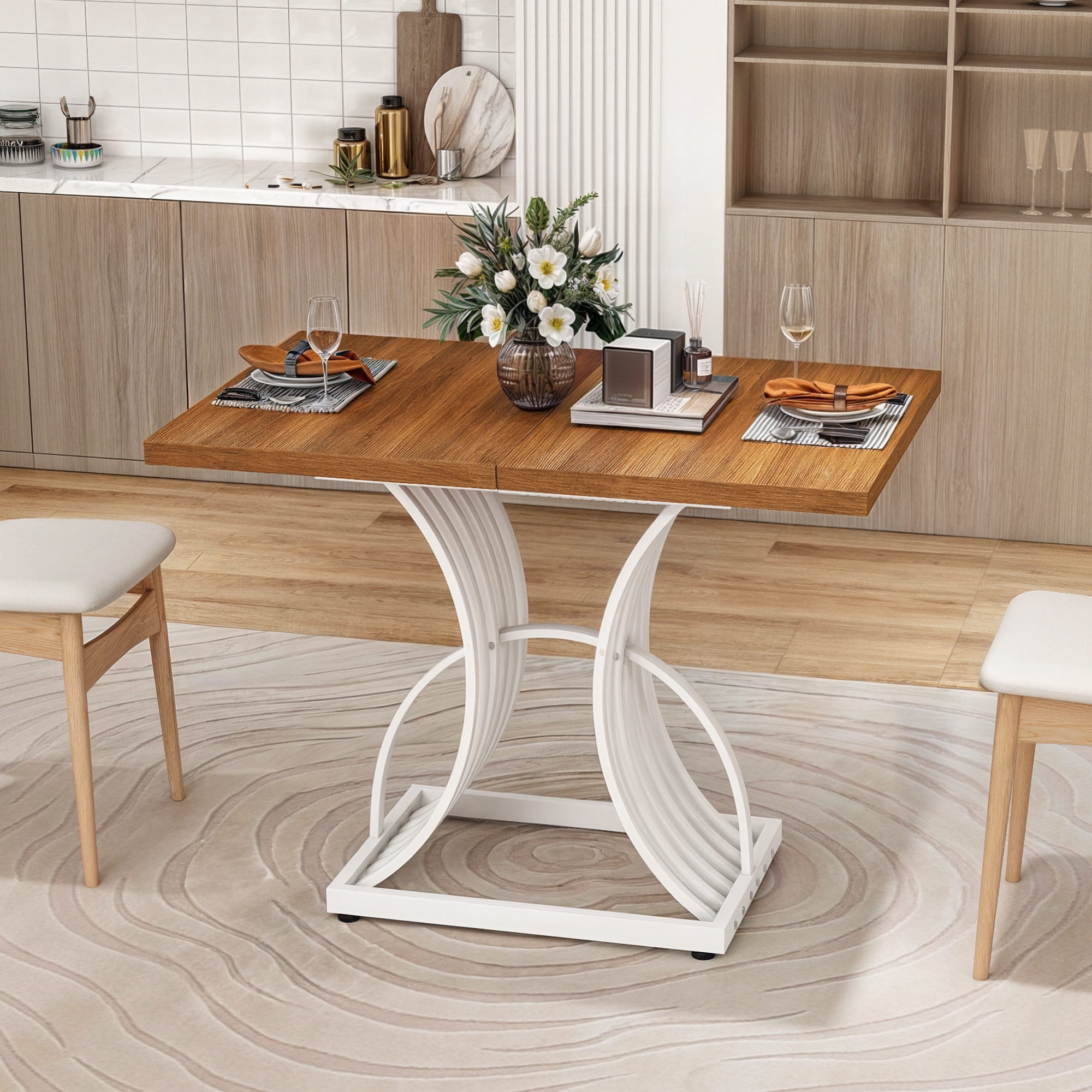 Dextrus 47" Dining Table for 4 People, Modren Kitchen Table with Metal ...