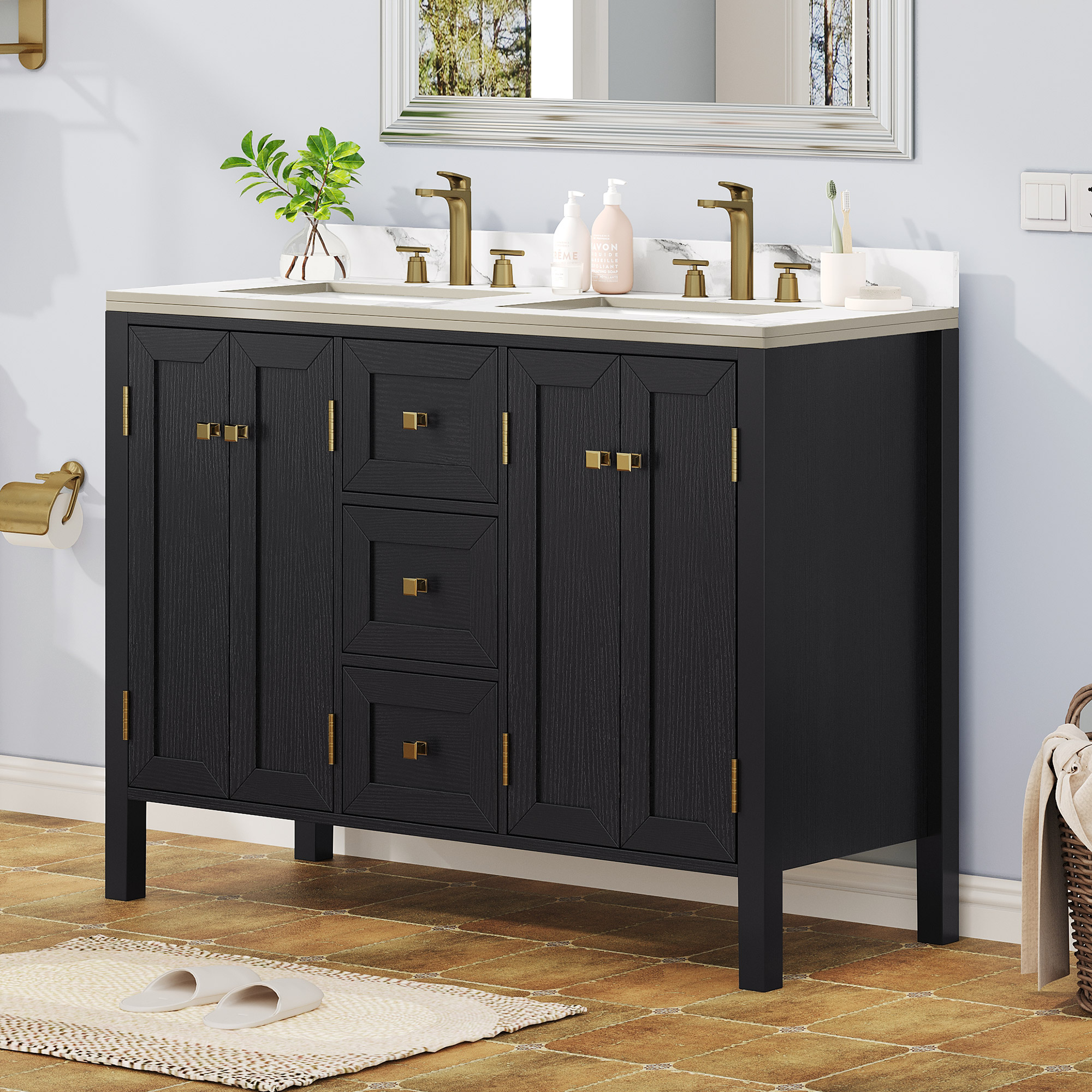 Dextrus 47'' Modern Bathroom Vanity with Sink Combo & Splash Guard ...