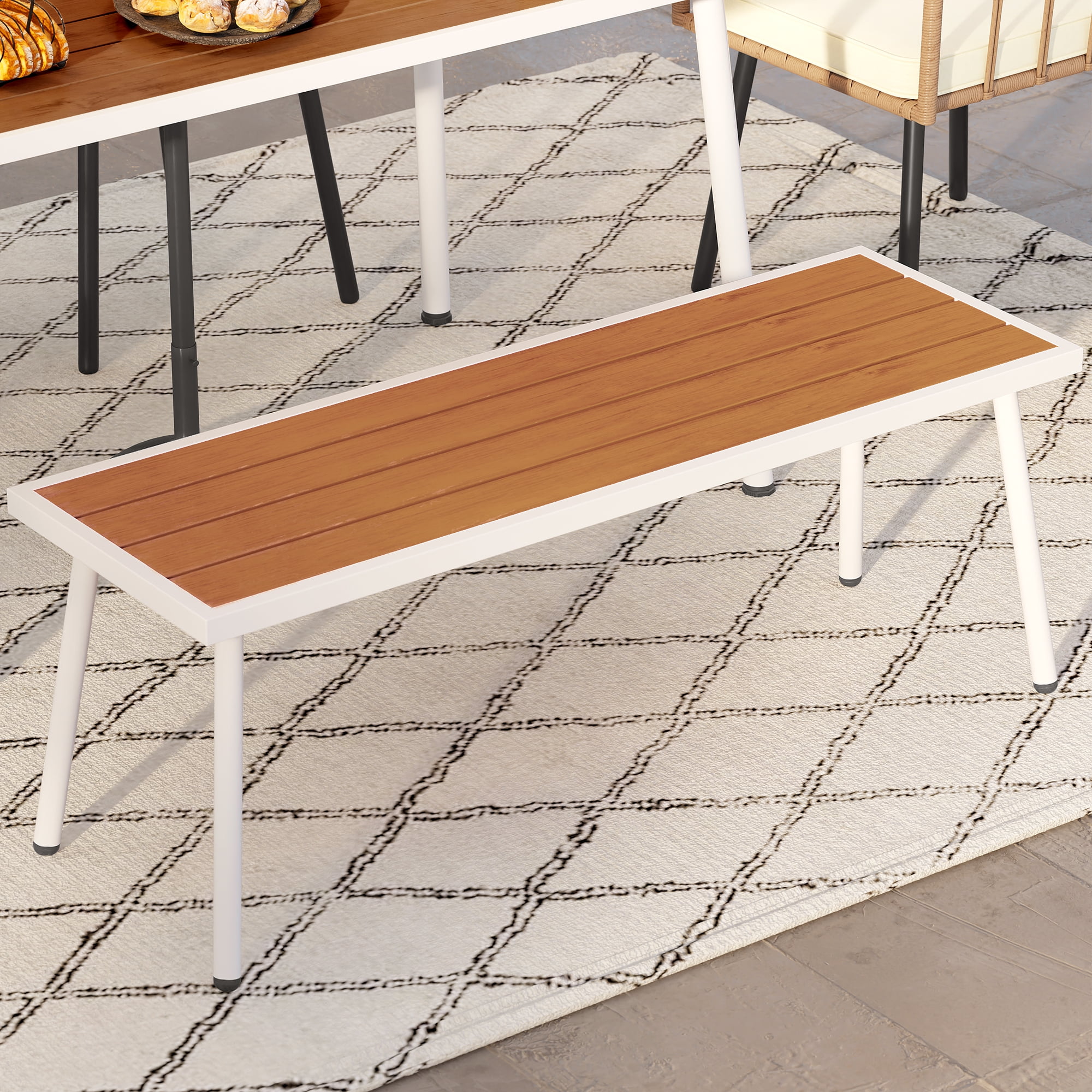 Dextrus 47" Outdoor Bench, Weatherproof Backless Patio Benches for ...