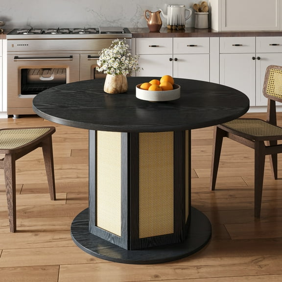 BouPower 47 Inch Round Dining Table for 4,Farmhouse Wood Kitchen Table ...