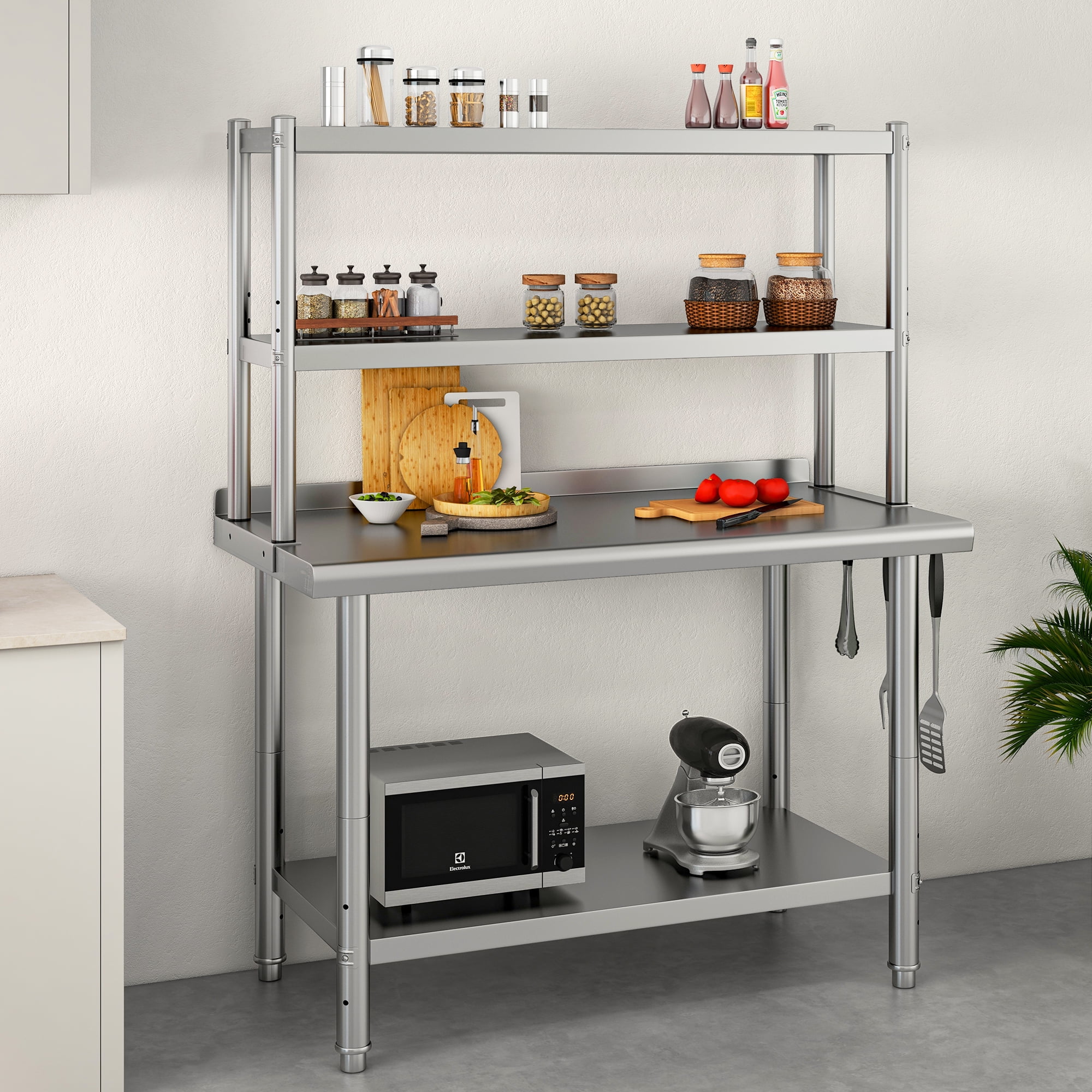 Dextrus 48'' x 12'' 2-Tier Adjustable Stainless Steel Overshelf with ...