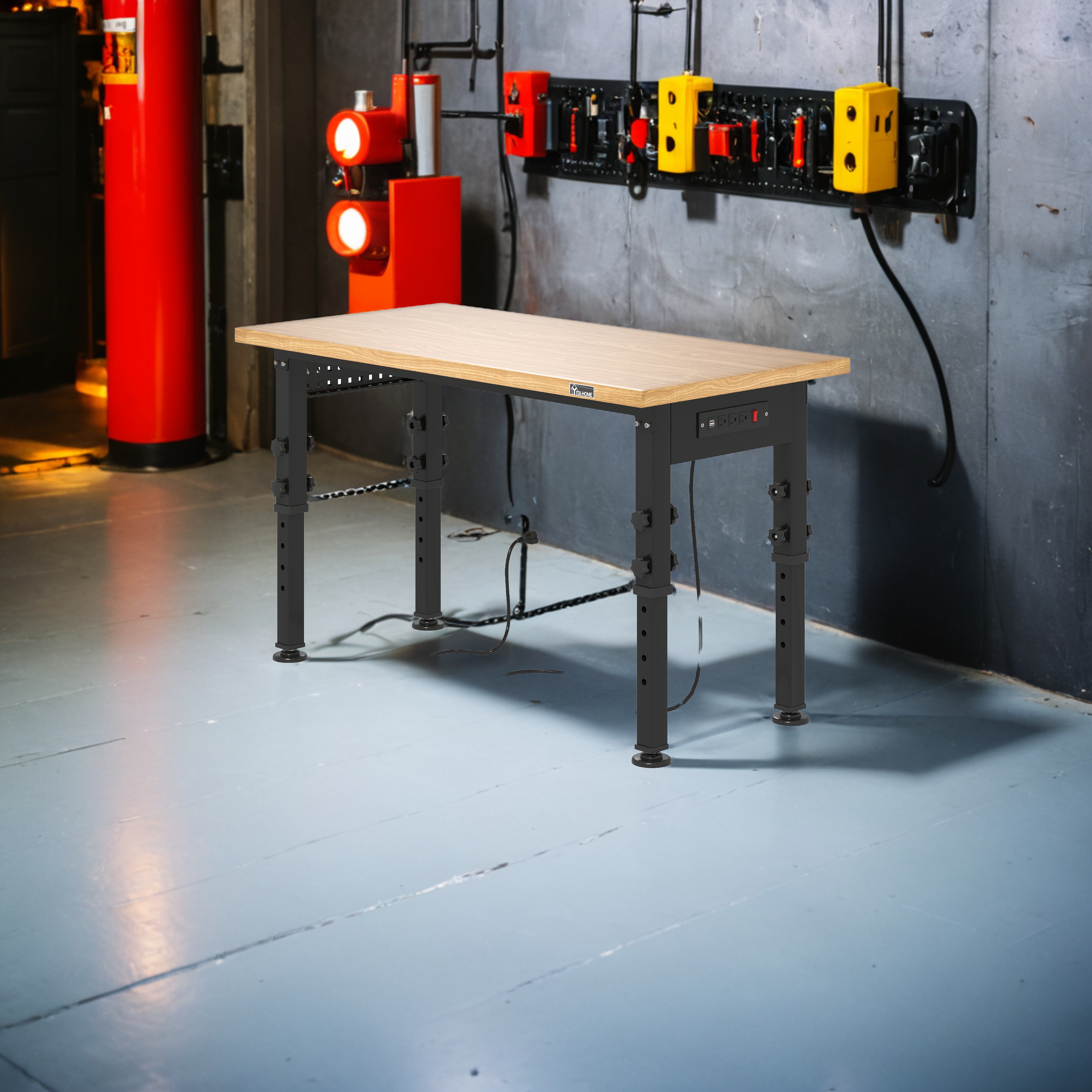 Dextrus 48"x24" Adjustable Workbench with Pegboard & Power Outlets ...