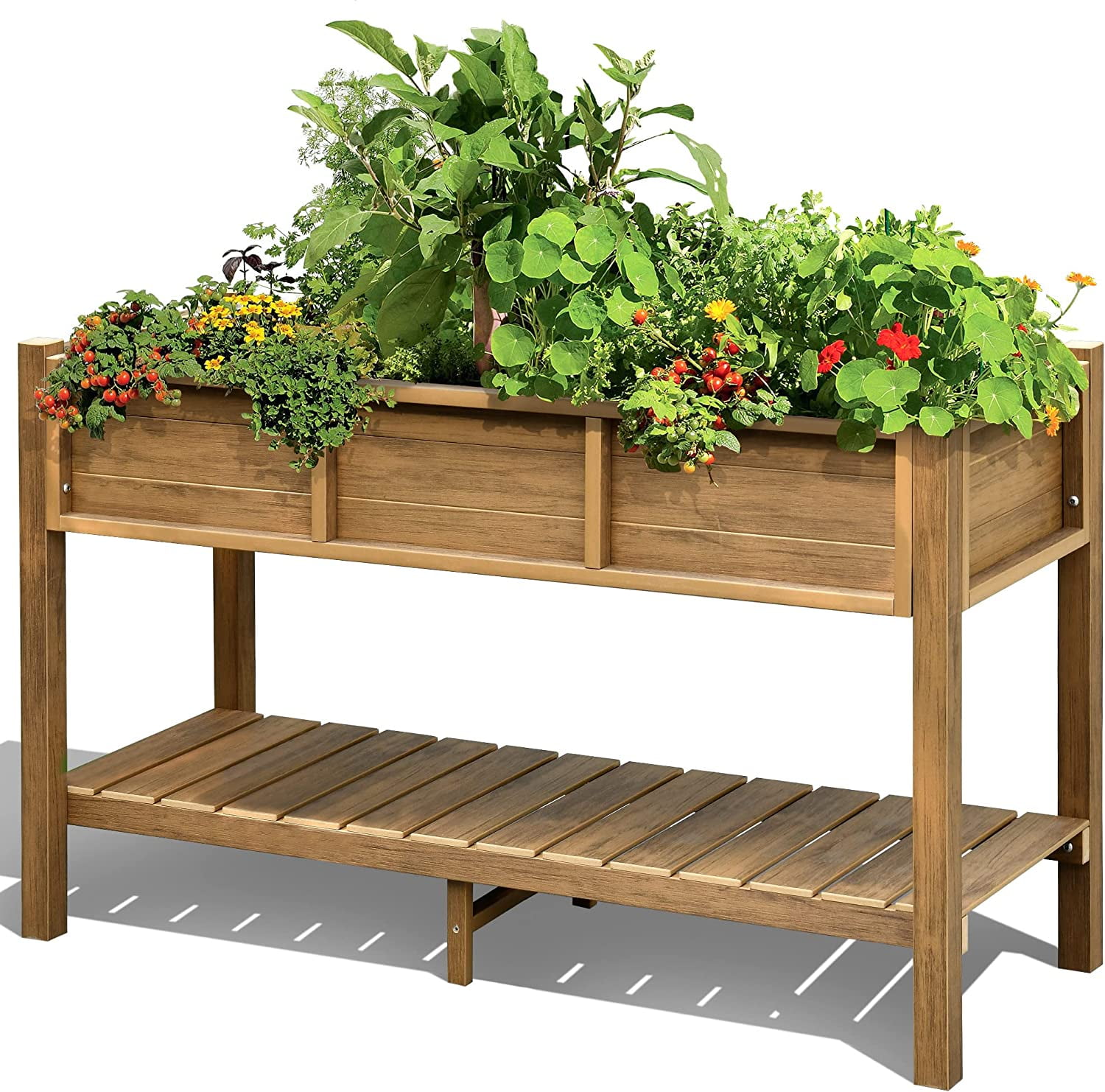 Dextrus 48in Raised Garden Bed With Storage Shelf, Elevated Garden Bed ...