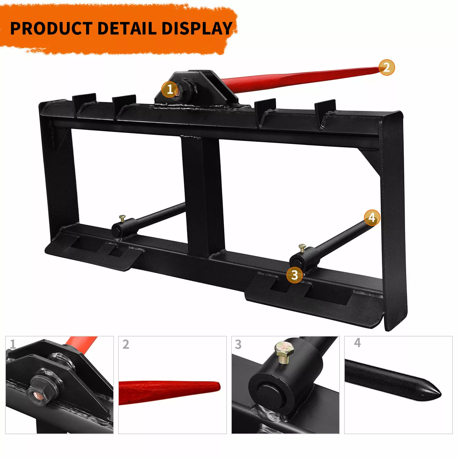 Dextrus 49" Tractor Hay Spear & Skid Steer Loader for Bobcat Tractors ...
