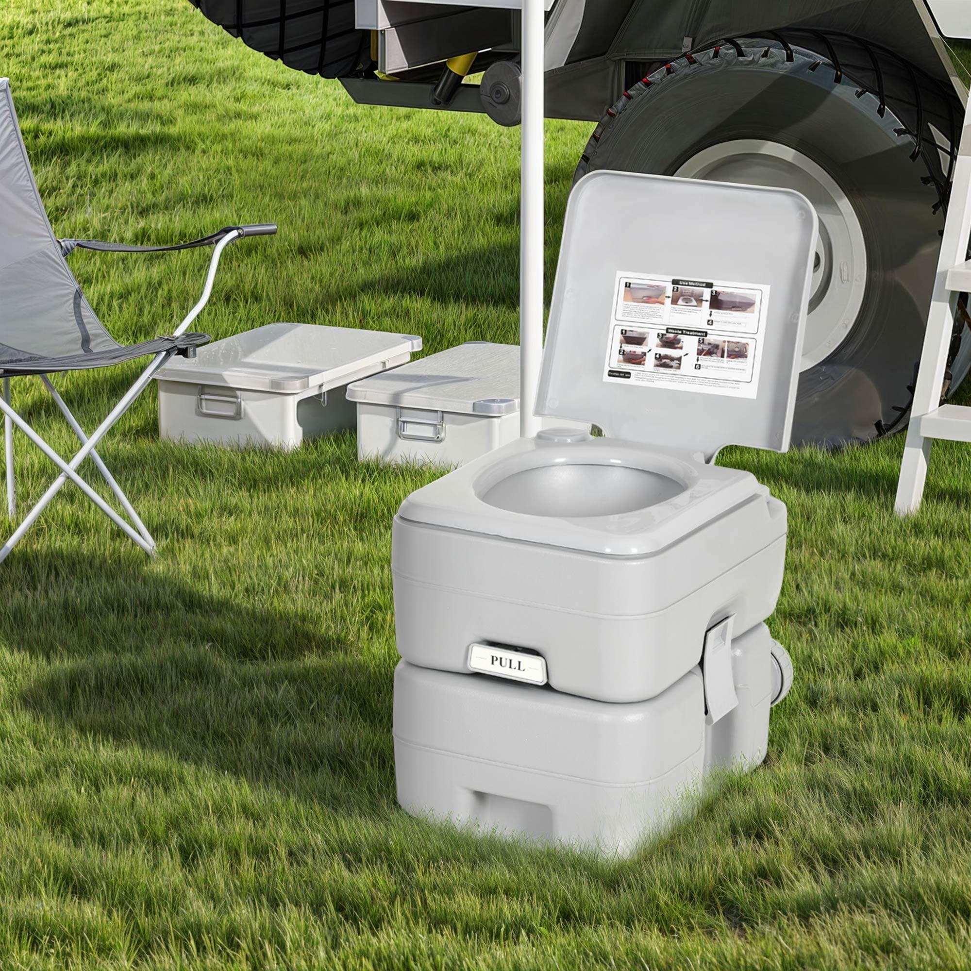 Dextrus 5.8-Gal Portable Toilet with Leak-Proof, Porta Potty RV Toilet ...
