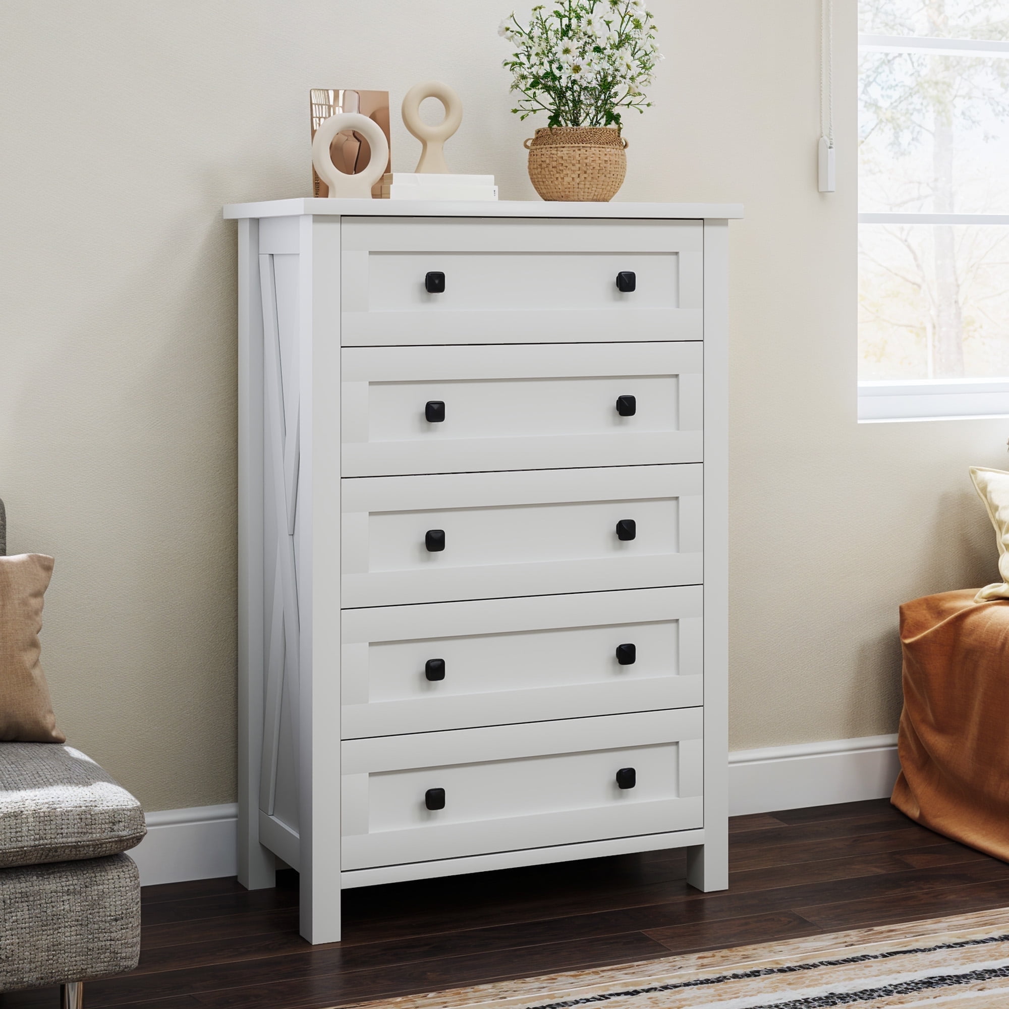 Dextrus 5 Drawers Dresser for ,Farmhouse Wood Rustic Chest of Drawers ...