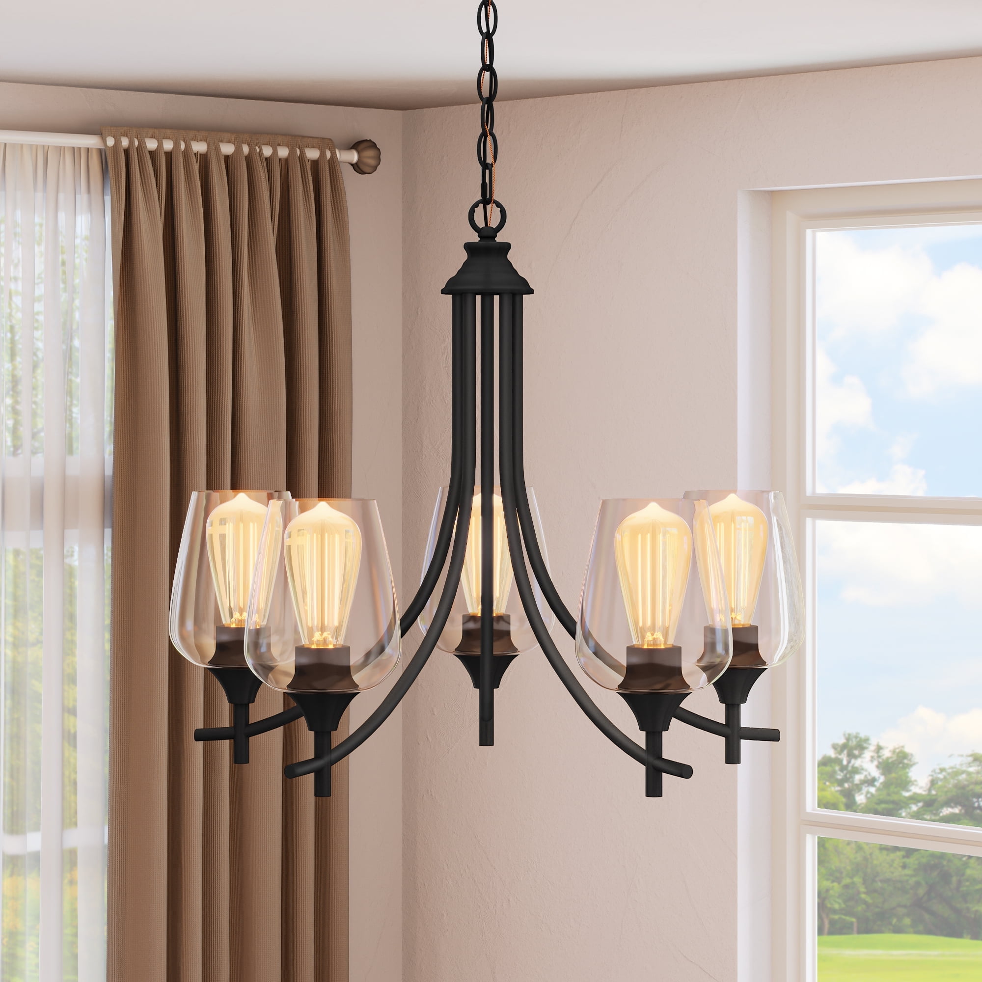 Dextrus 5 - Light Traditional Chandelier, Classic Lighting with Clear ...