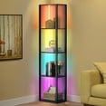 Dextrus 5-Tier Corner Bookcase with LED Light, Modern Free Standing ...
