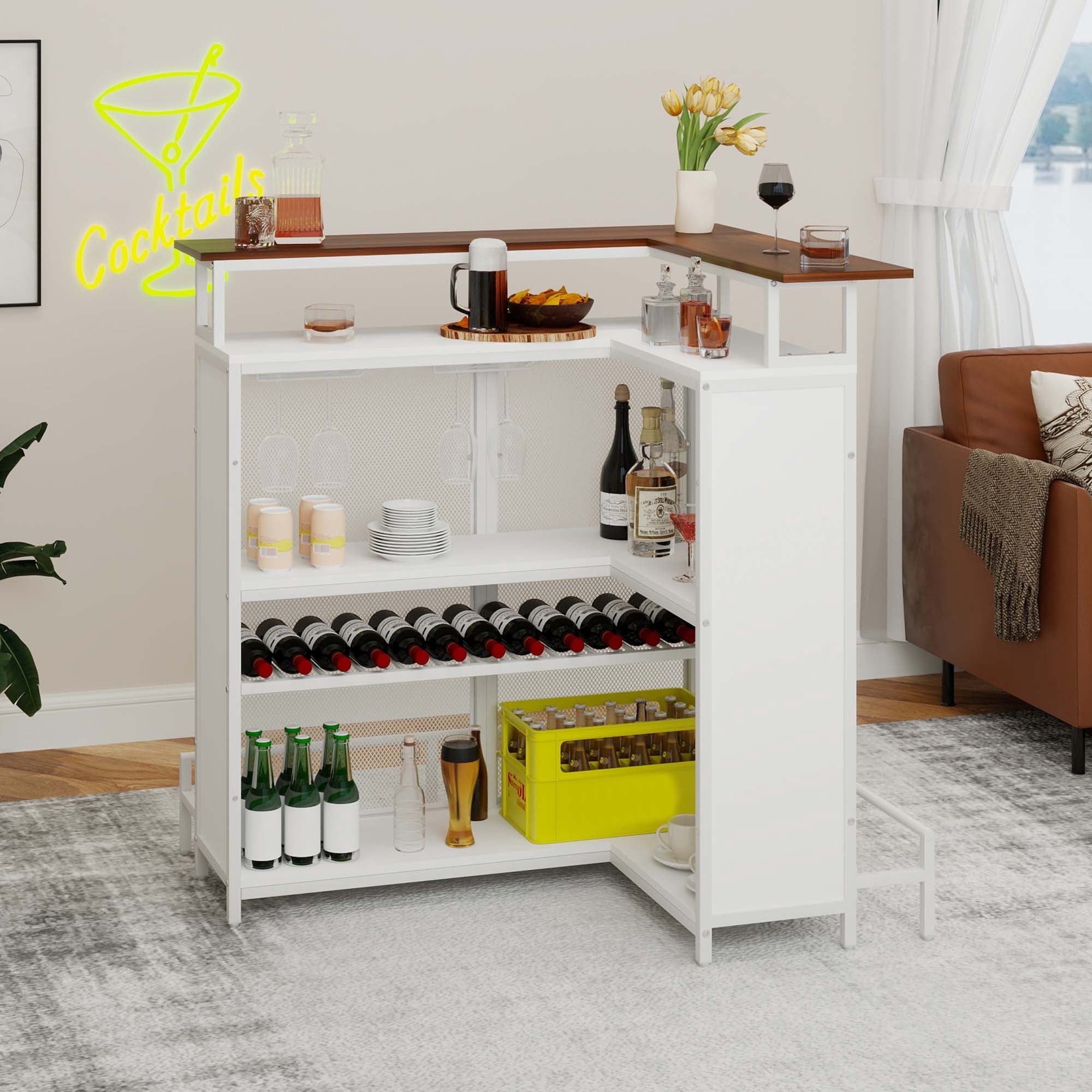DEXTRUS 5-Tier Home Bar Unit with Wine Rack and Footrest, 48" Wine ...