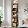Dextrus 5-Tier Industrial Bookshelf, Tall Narrow Bookcase with Metal ...