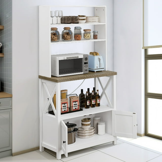 Dextrus 5-Tier Kitchen Bakers Rack with Storage Cabinet, 39" Coffee ...