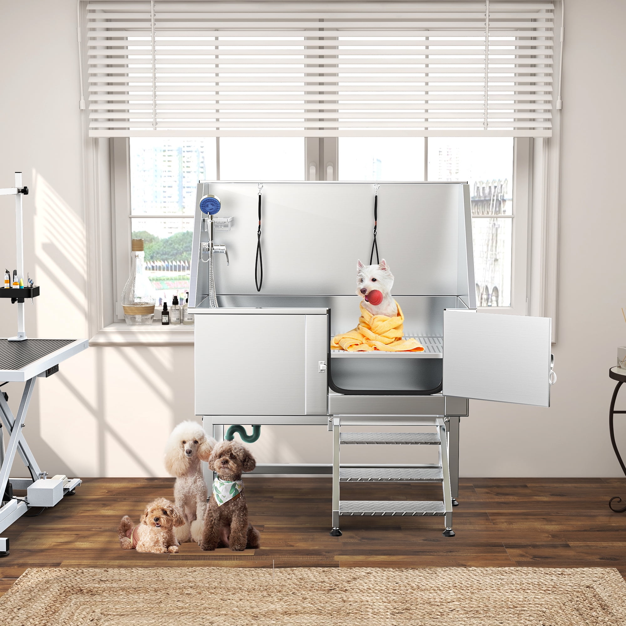 Dextrus 50" Professional Stainless Steel 304 Dog Bathing Station Dog ...