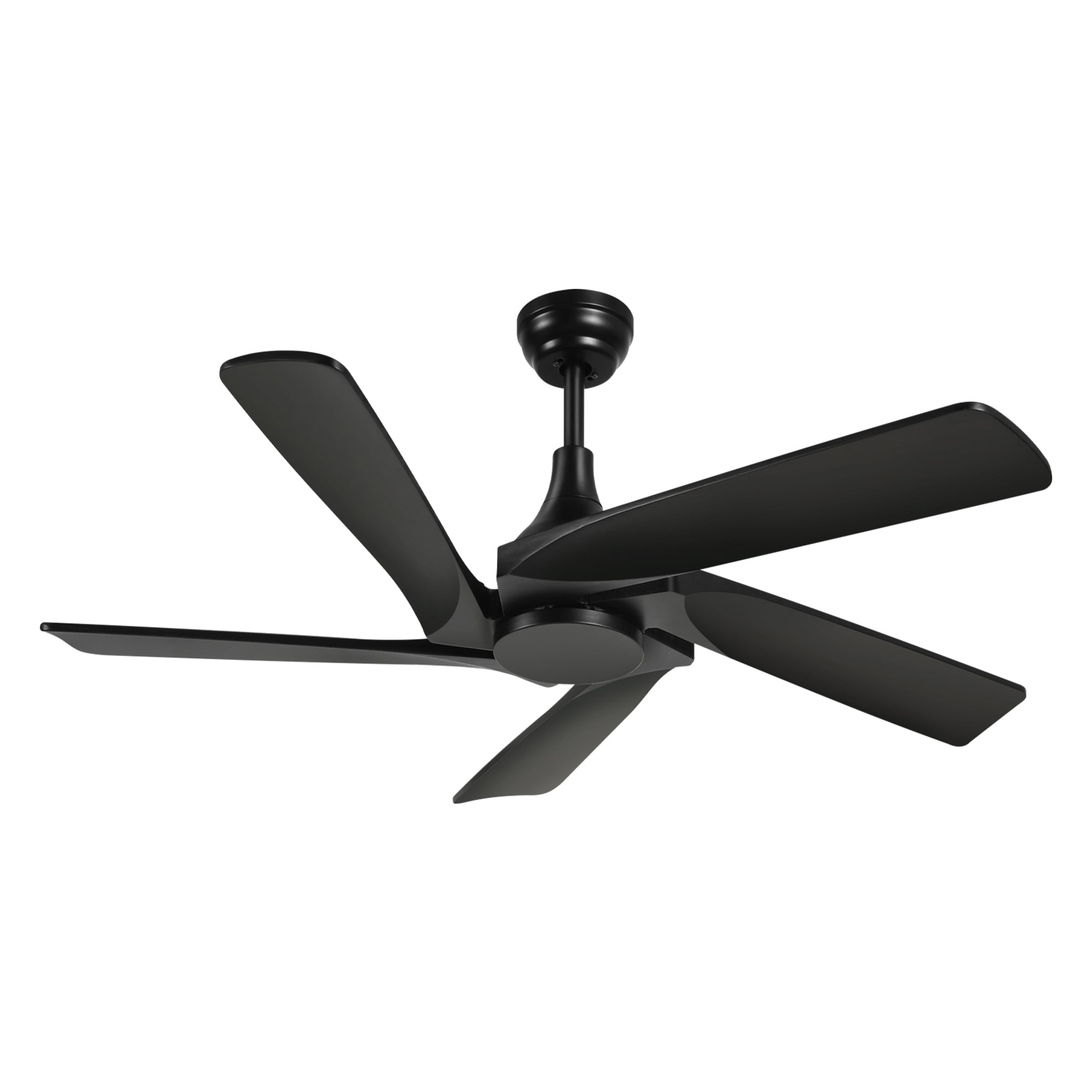 Dextrus 52" Black Ceiling Fan without light, 5 Blades Modern Ceiling ...