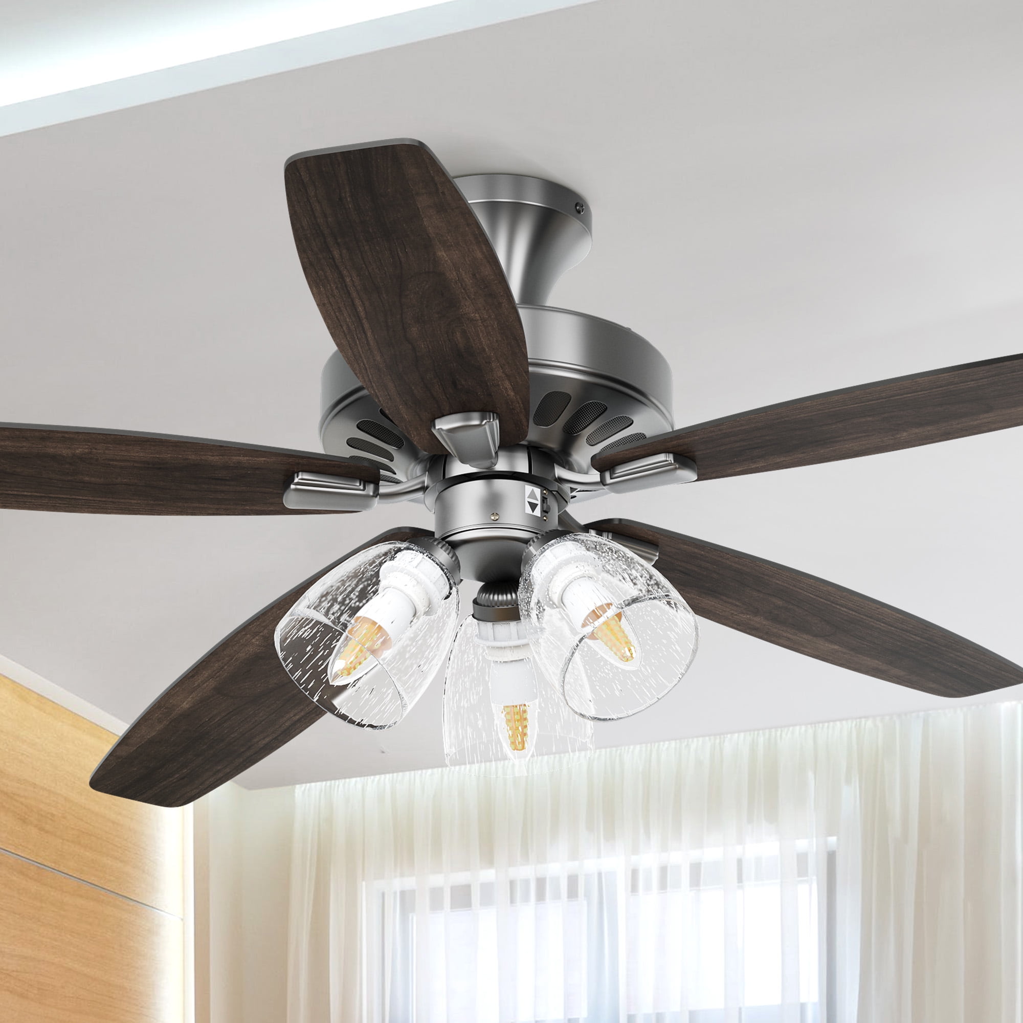 Dextrus 52'' Farmhouse Ceiling Fan with Light and Remote, with Clear ...