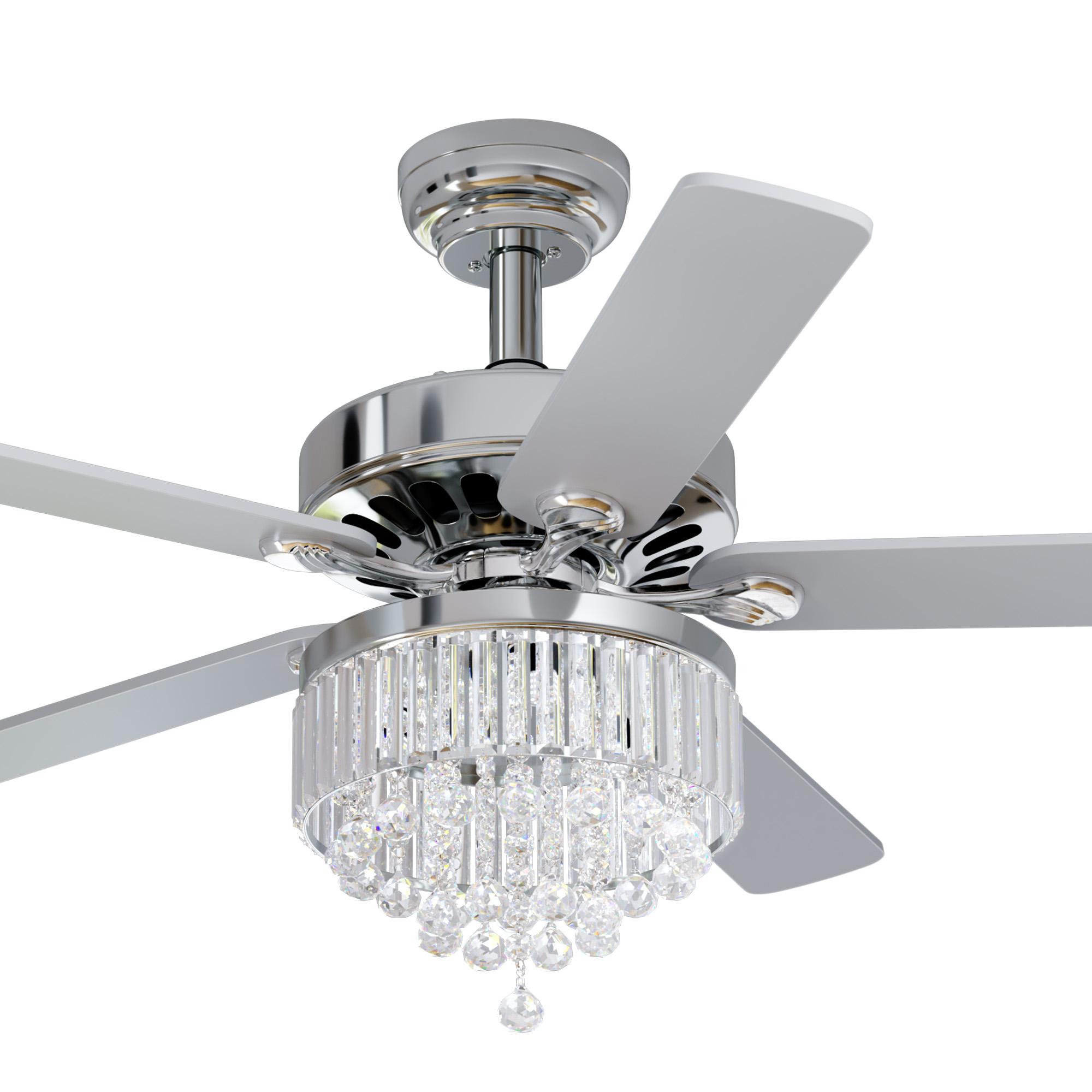 Dalinger Chrome 52-inch Lighted Ceiling Fan with Globe Crystal Shade ...