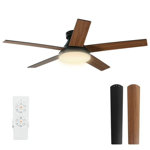 Dextrus 52 inch Ceiling Fan with Light and Remote Control, Flush Mount ...