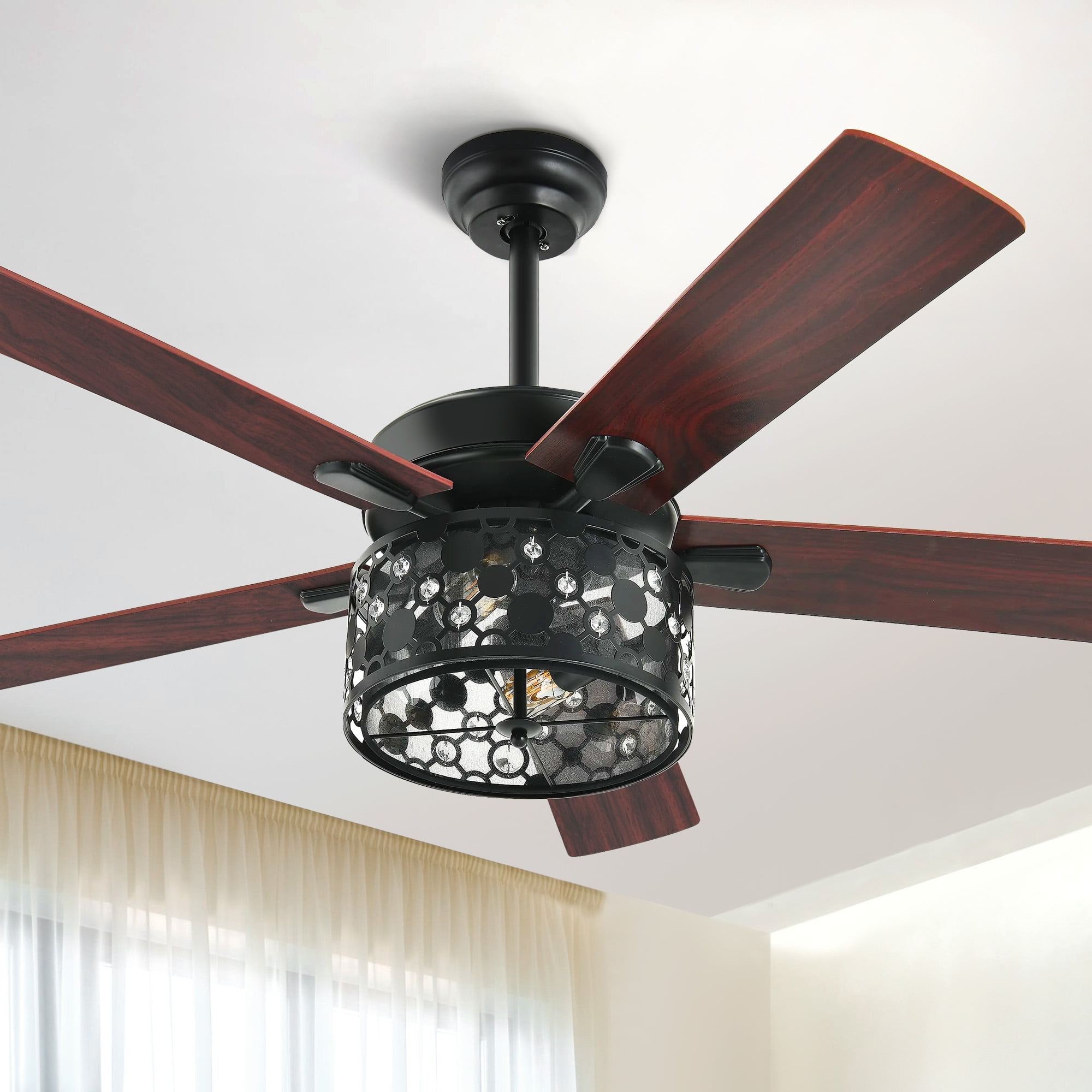 Dextrus 52in Ceiling Fan with Light, Wall Switch Remote, 2 Bulbs ...