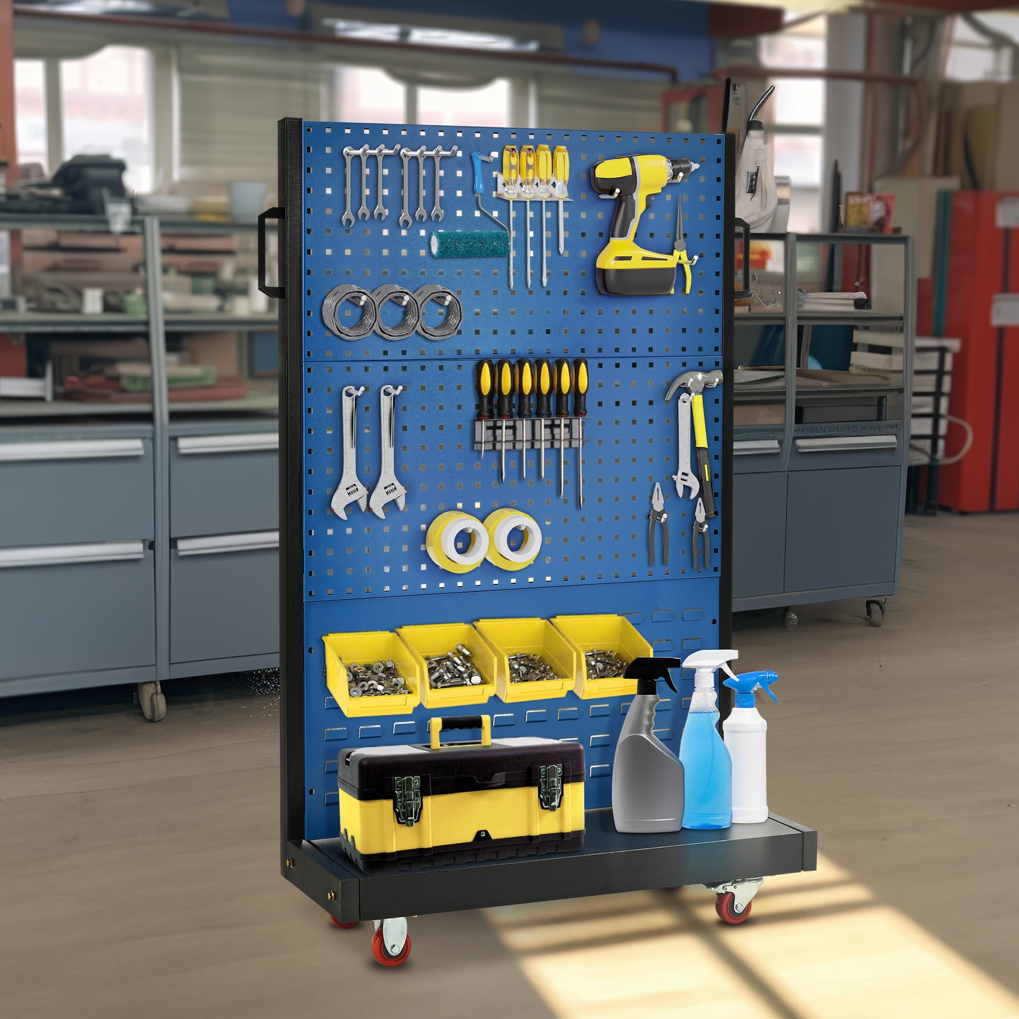 Dextrus, 54 lb, 60.24" Steel Rolling Tool Cart with 3 Tool Hanging ...