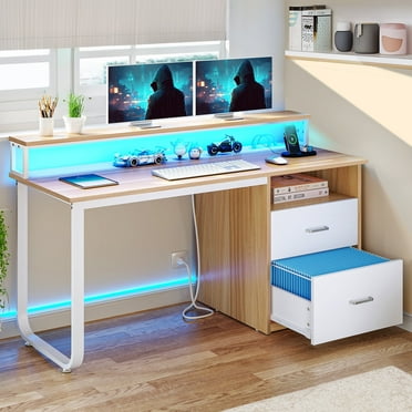 Gymax Compact Foldable and Mobile Computer Desk with Writing Storage, 3 ...