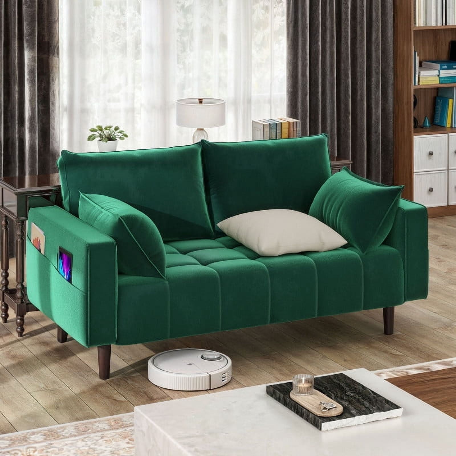 Dextrus 56" Velvet Loveseat Sofa, Modern Comfortable Sofa Loveseat ...
